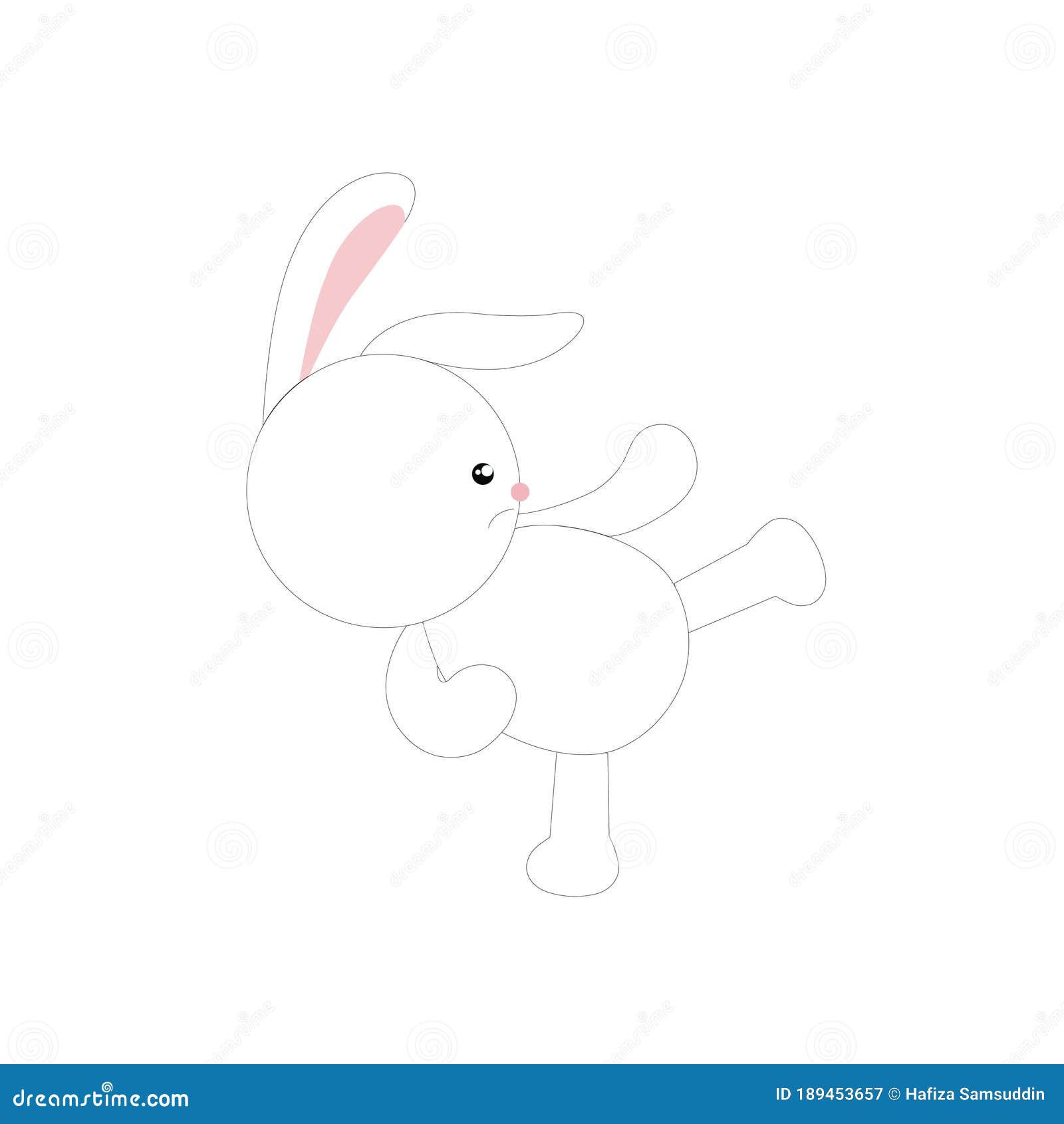 Rabbit Cartoon with a Side Kick. Vector Illustration Decorative Design ...