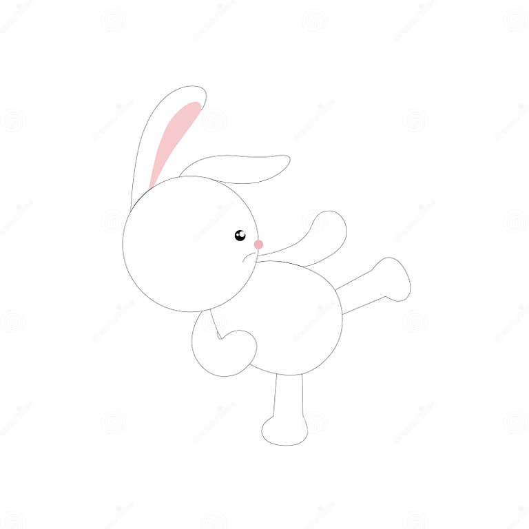 Rabbit Cartoon with a Side Kick. Vector Illustration Decorative Design ...