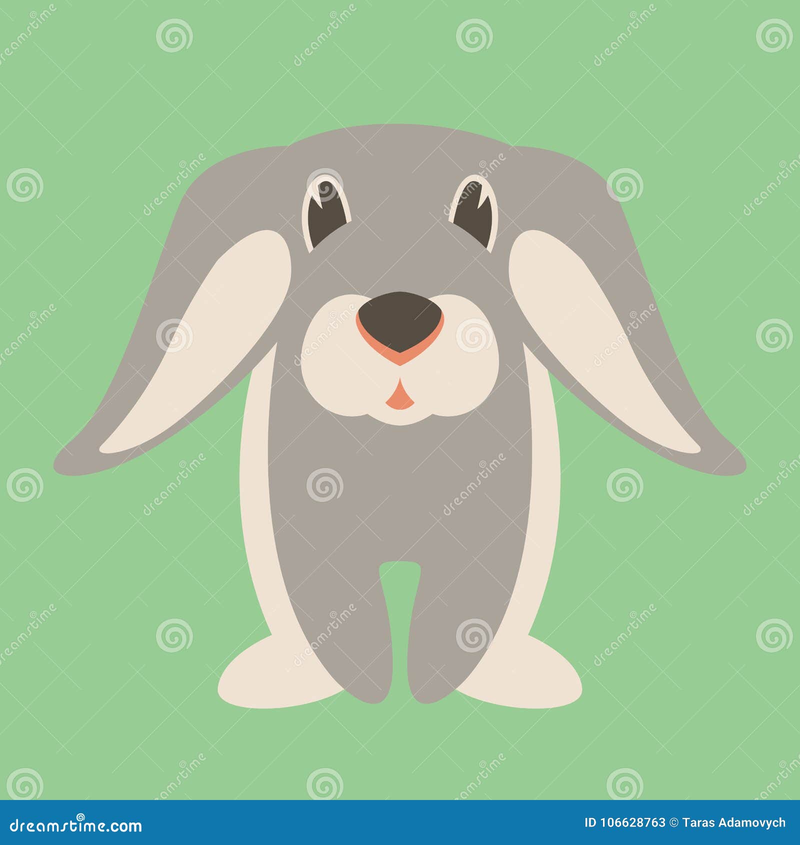 Rabbit Cartoon Vector Illustration Flat Style Front Stock Vector ...