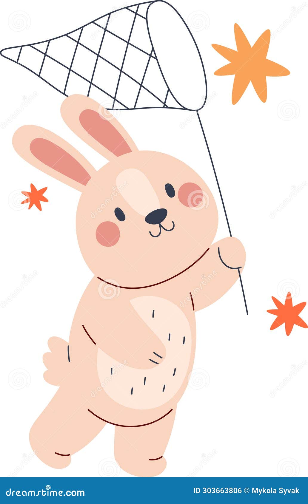 Rabbit Catching Stars stock illustration. Illustration of cartoon ...