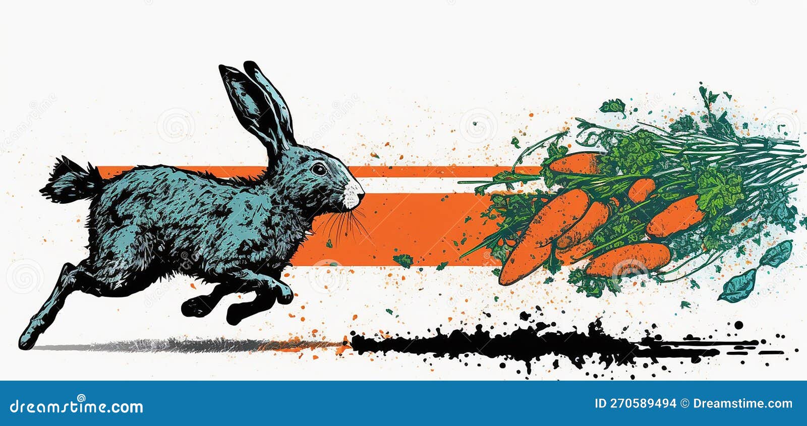 A Rabbit Chasing Carrots Watercolor Created by Generative Ai Stock ...