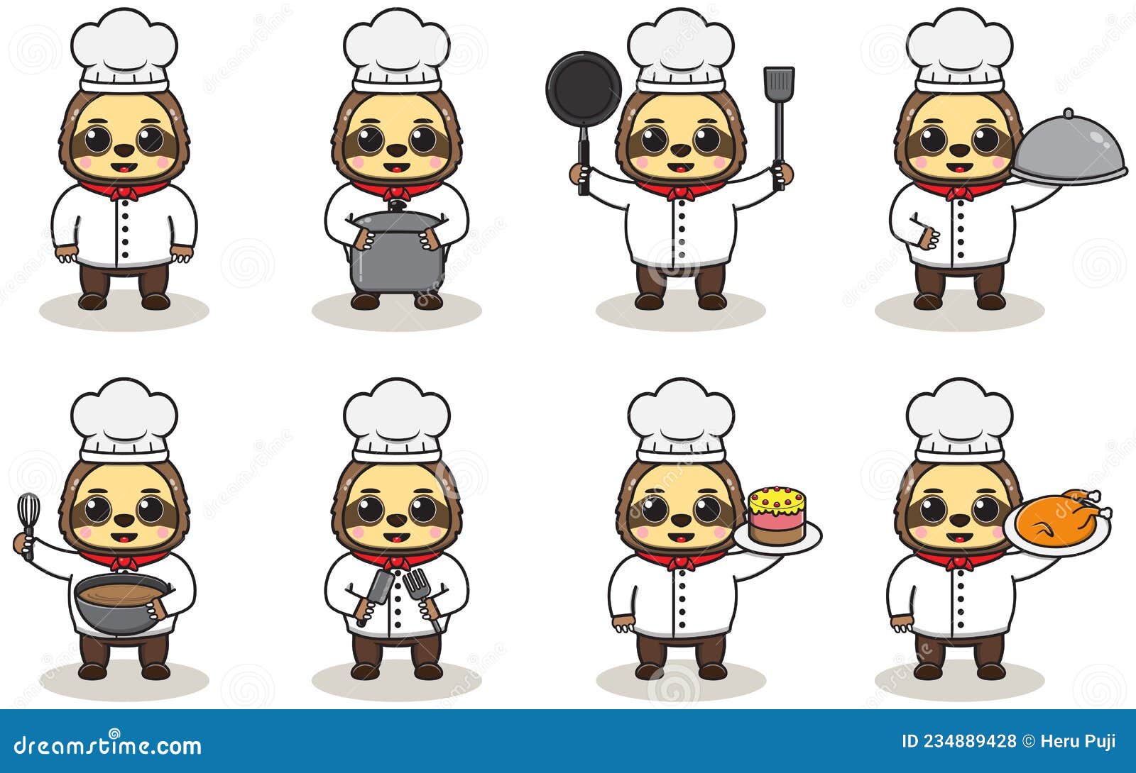 Chef Sloth Cartoon Vector With Dish. | CartoonDealer.com #290405389