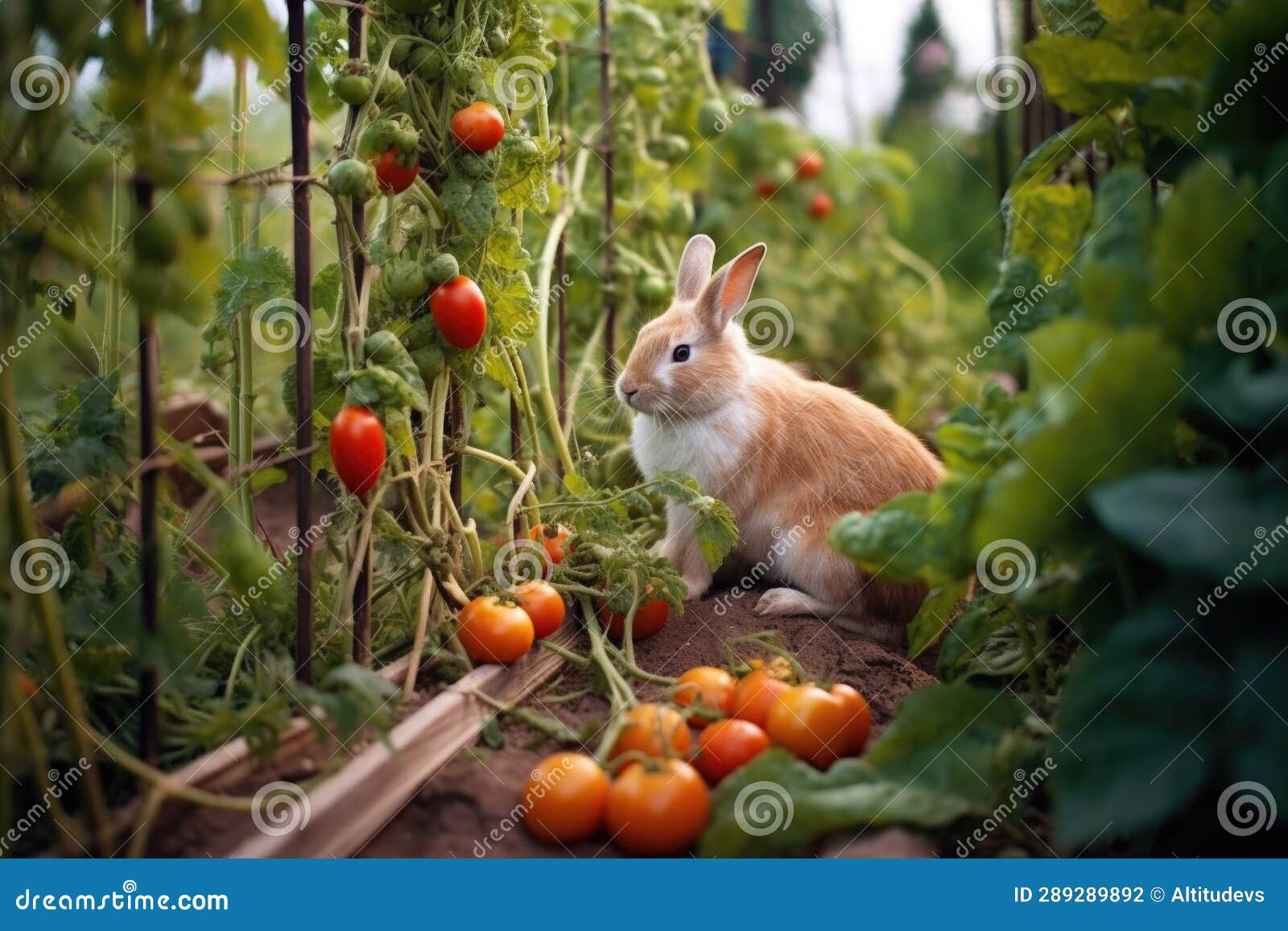 Rabbit Chewing on Carrot Near a Garden Patch Stock Illustration ...