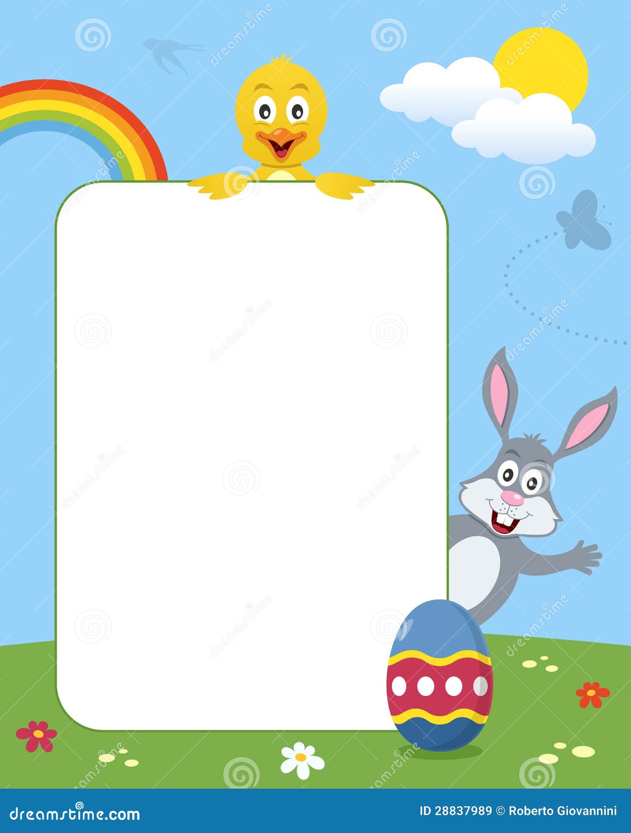 Rabbit & Chick Photo Frame Stock Vector - Illustration of chick ...