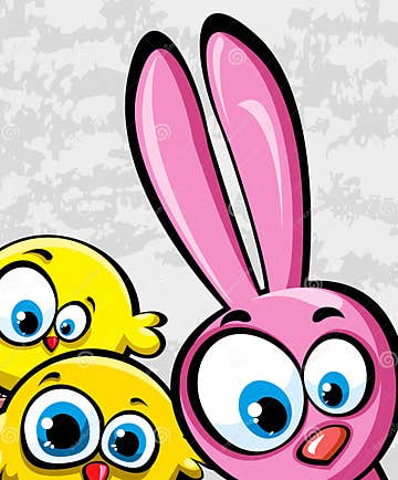 Rabbit and chickens stock illustration. Illustration of chicken - 23992272