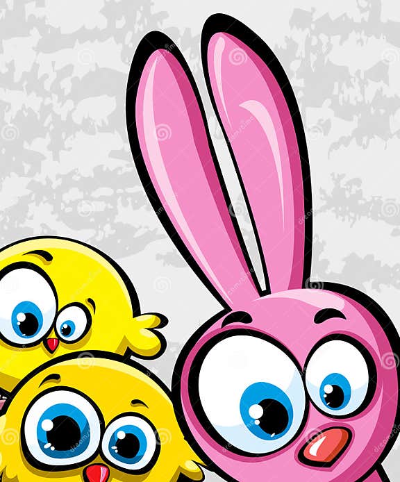 Rabbit and chickens stock illustration. Illustration of chicken - 23992272