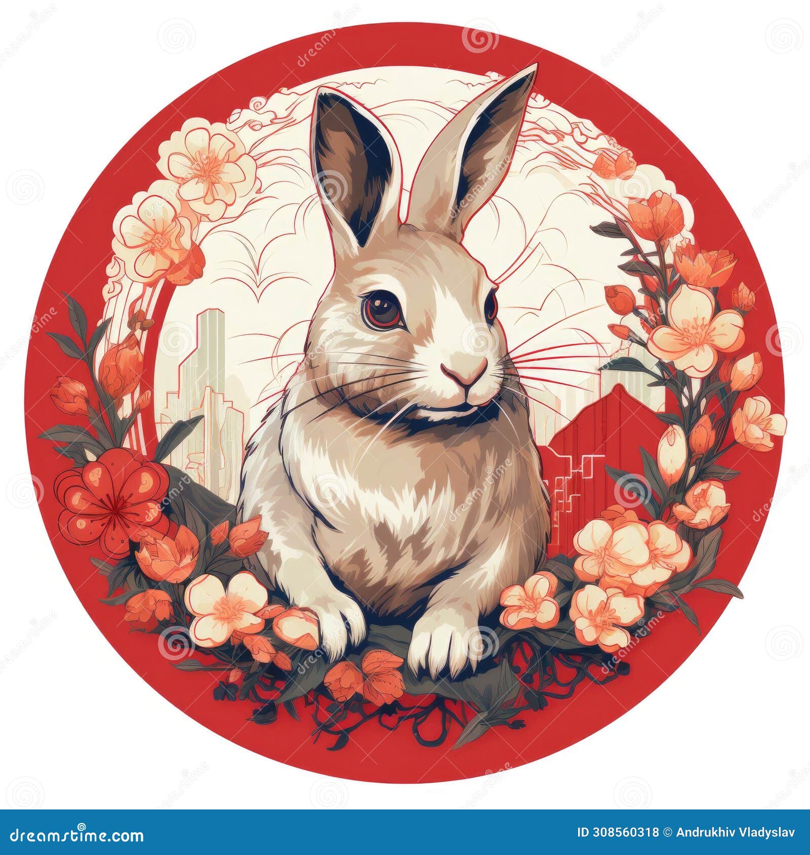 Rabbit chinese zodiac sign stock illustration. Illustration of asian ...