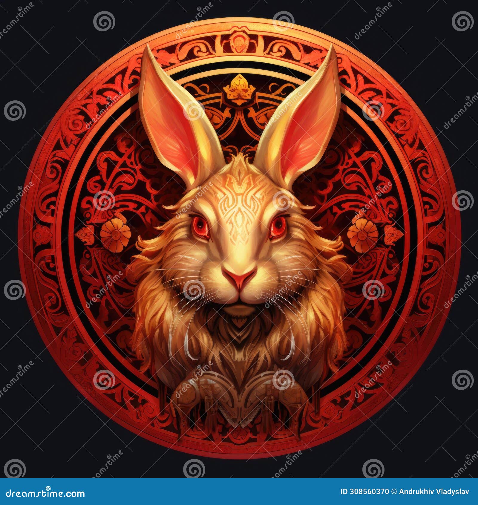 Rabbit chinese zodiac sign stock illustration. Illustration of oriental ...