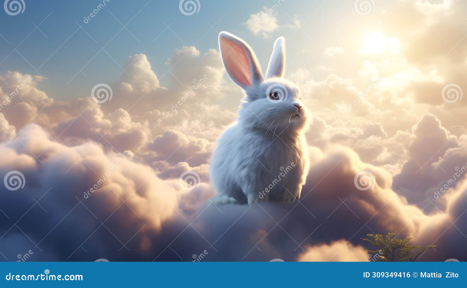 Rabbit Chosen for Flight on the Clouds Stock Photo - Image of whiskers ...