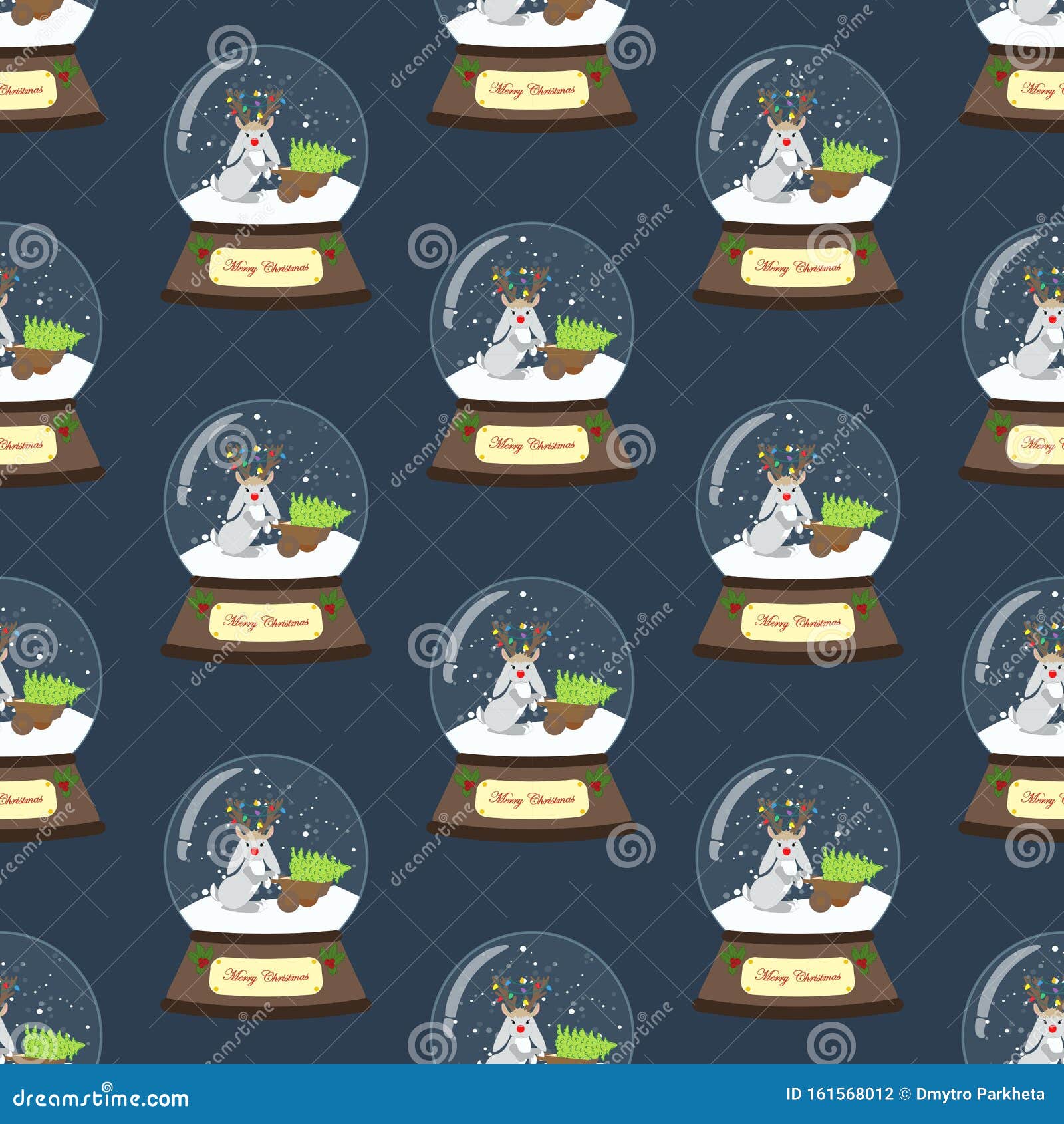 Rabbit in Christmas Costume in Snowball Seamless Pattern Stock Vector ...