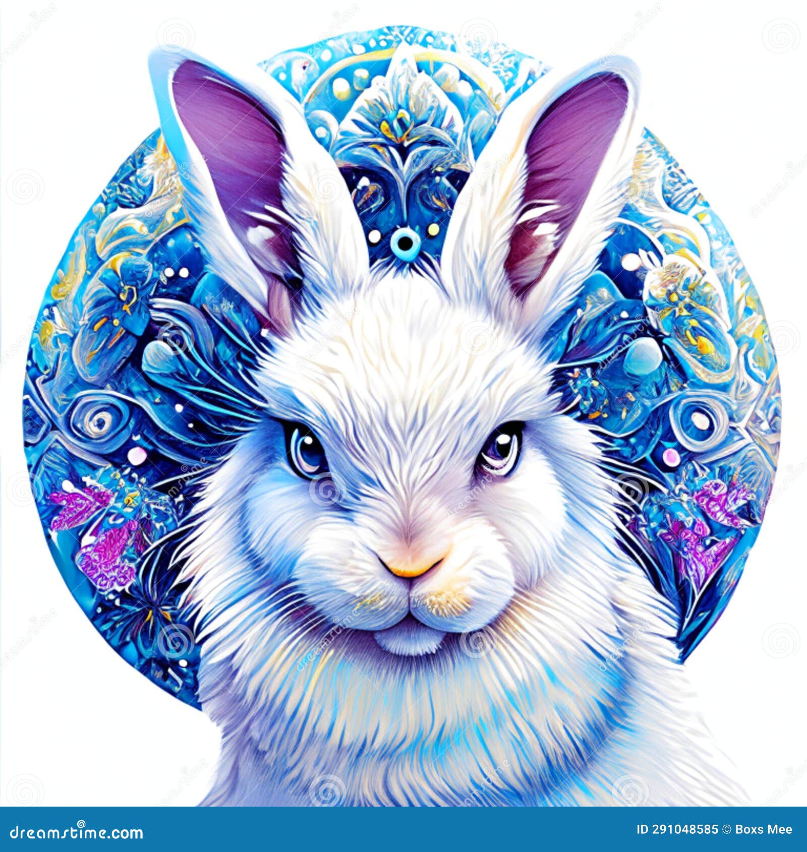 Rabbit in the Circle. Hand-drawn Illustration on a White Background ...