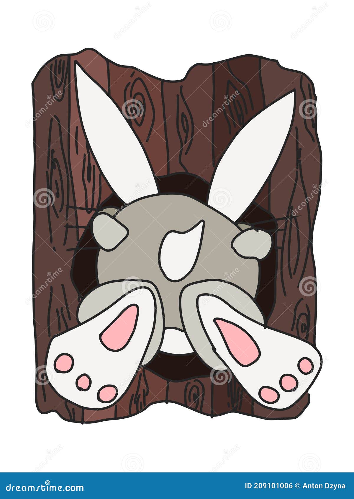 Rabbit Climbs into the Tree. Vector Doodle Sketch Stock Vector ...