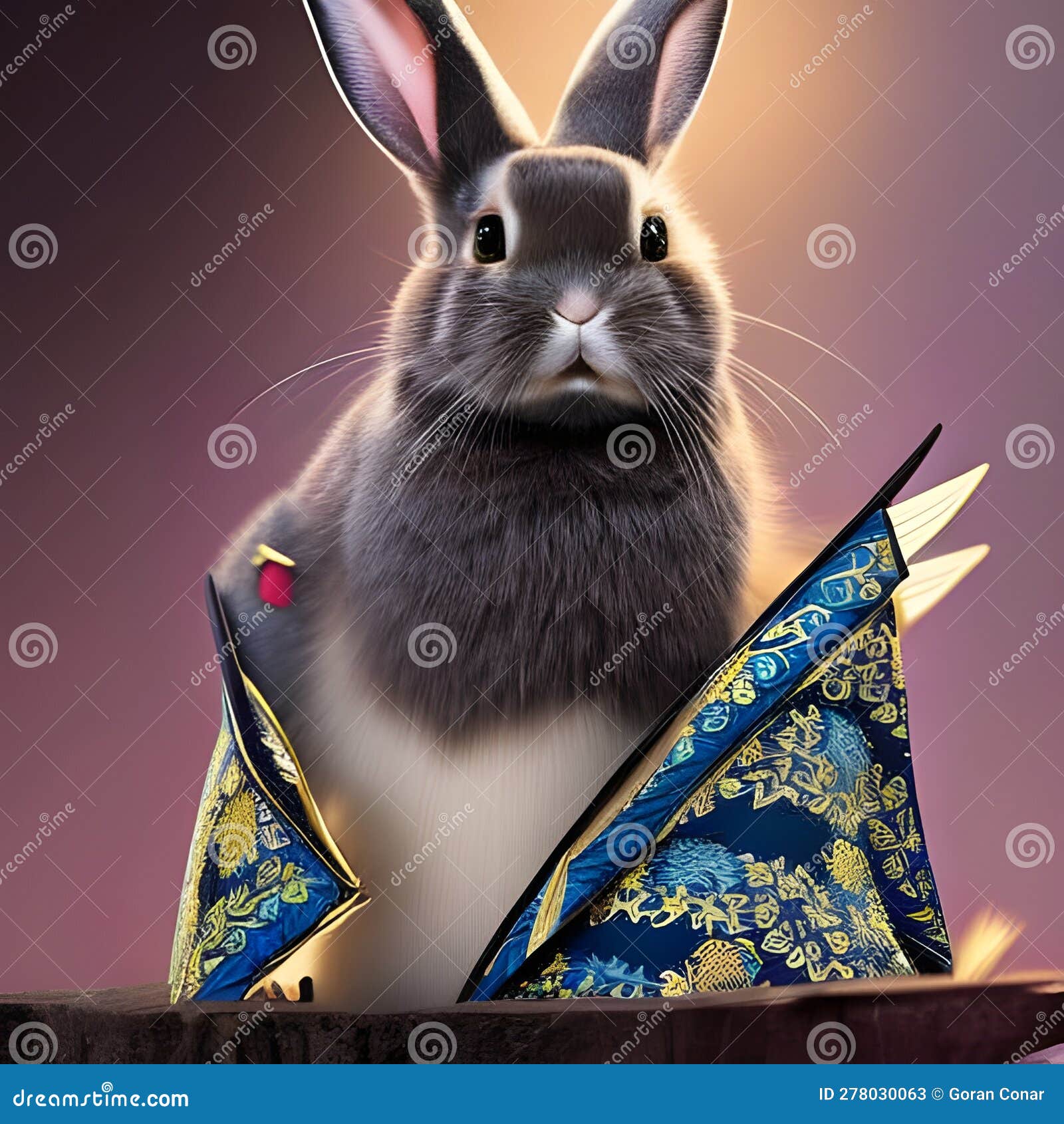 Rabbit Cloaked In Some Blue Kimono Royalty-Free Stock Photography ...