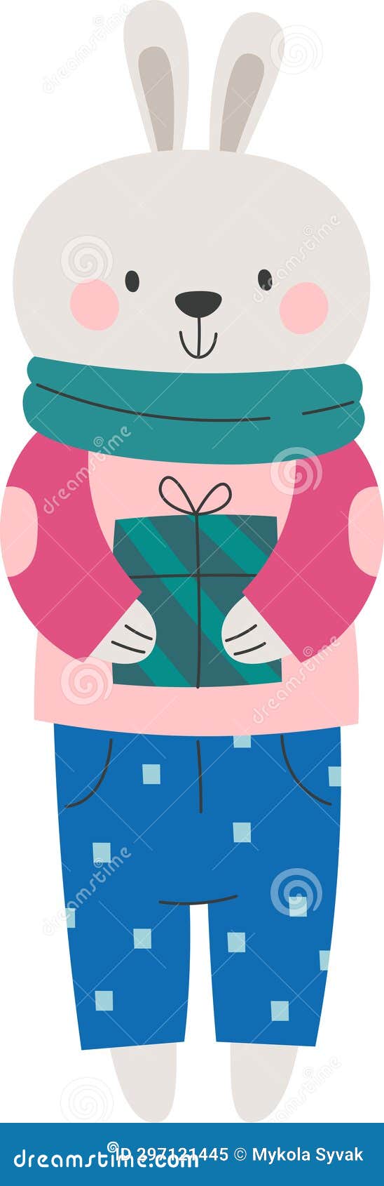 Rabbit in Clothes with Gift Stock Illustration - Illustration of rabbit ...