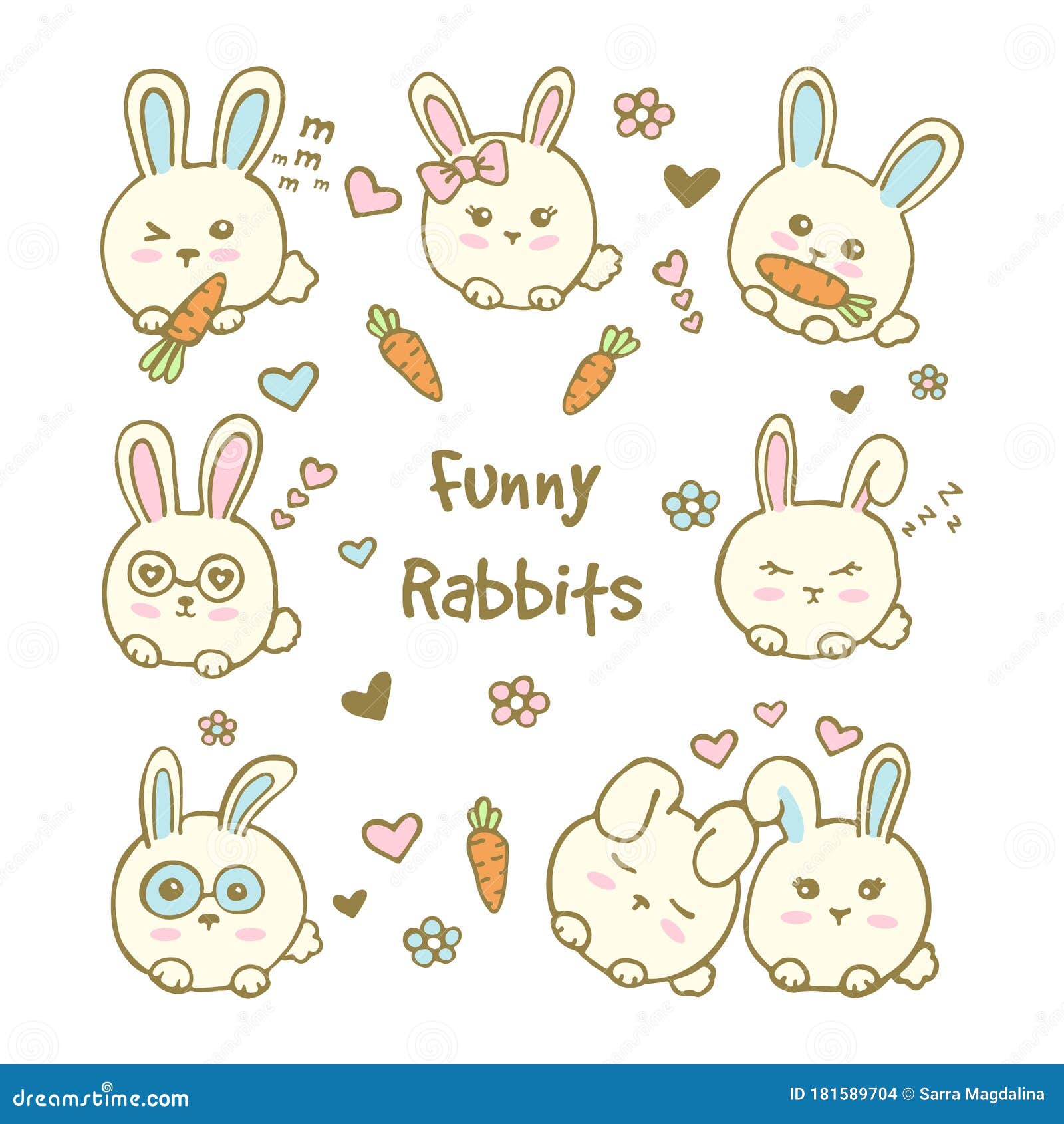 Rabbit Colorful Animals Collection. Stock Vector - Illustration of ...