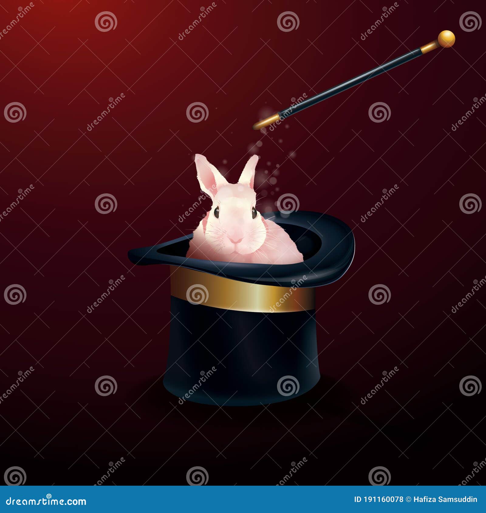 Rabbit Coming Out of Magician Hat. Vector Illustration Decorative ...