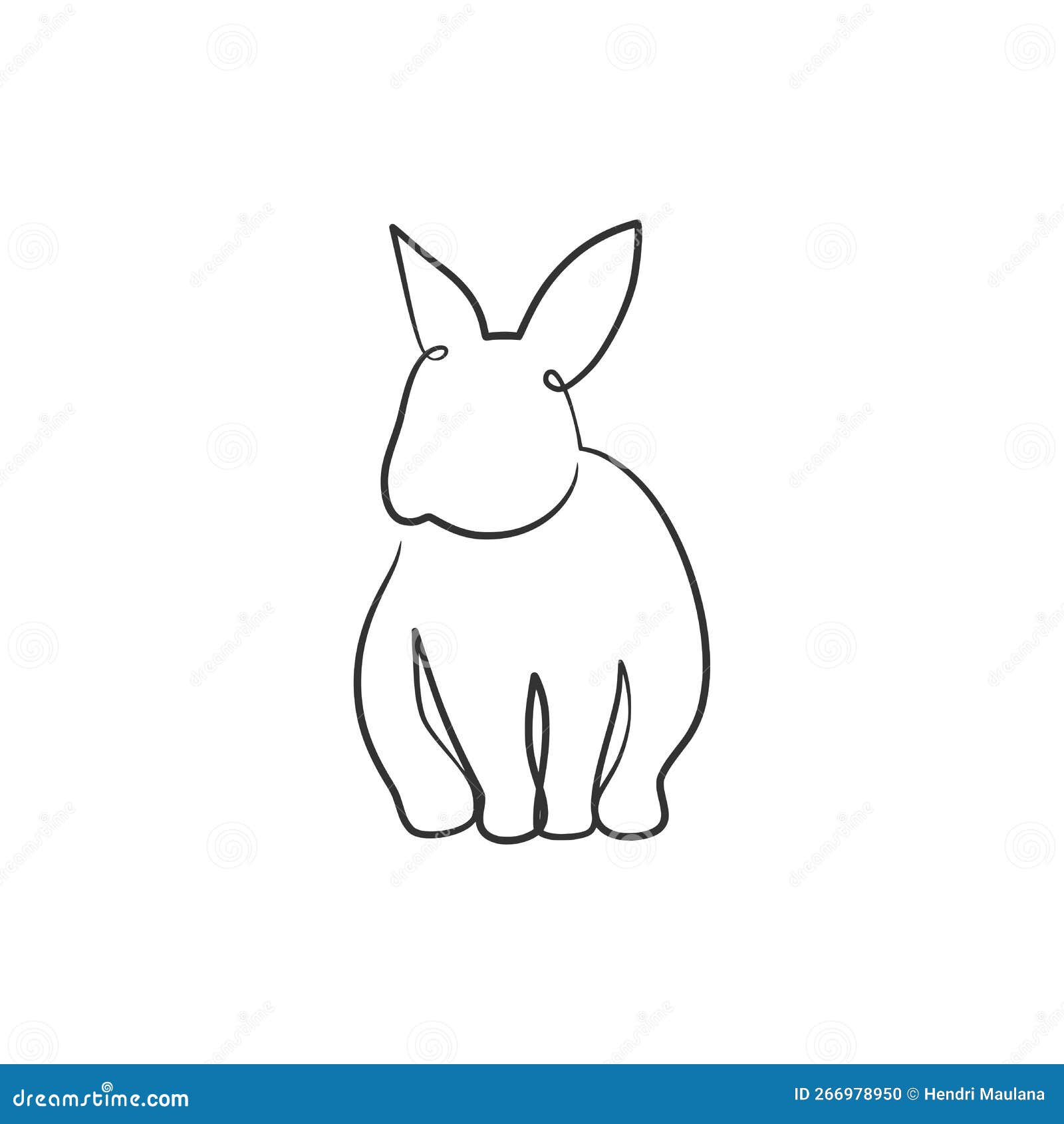 Rabbit Continuous One Line Art Drawing Vector Illustration ...