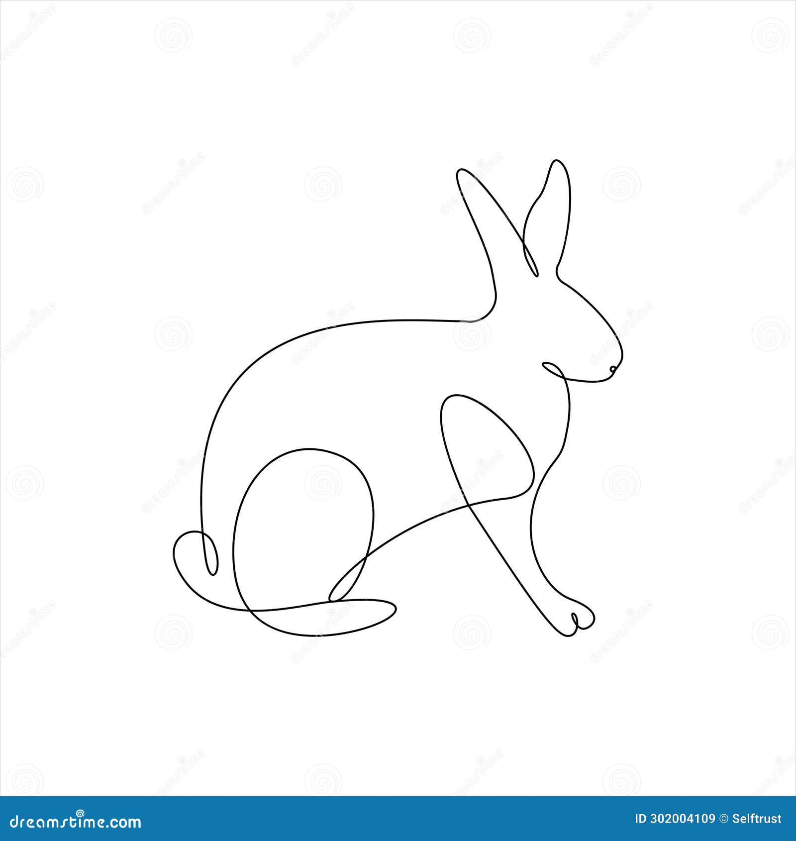 Vector Bunny Continuous Single Line Art Drawing Editable Stroke ...