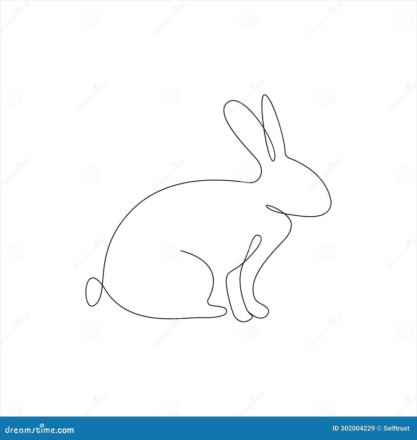 Vector Bunny Continuous Single Line Art Drawing Editable Stroke ...
