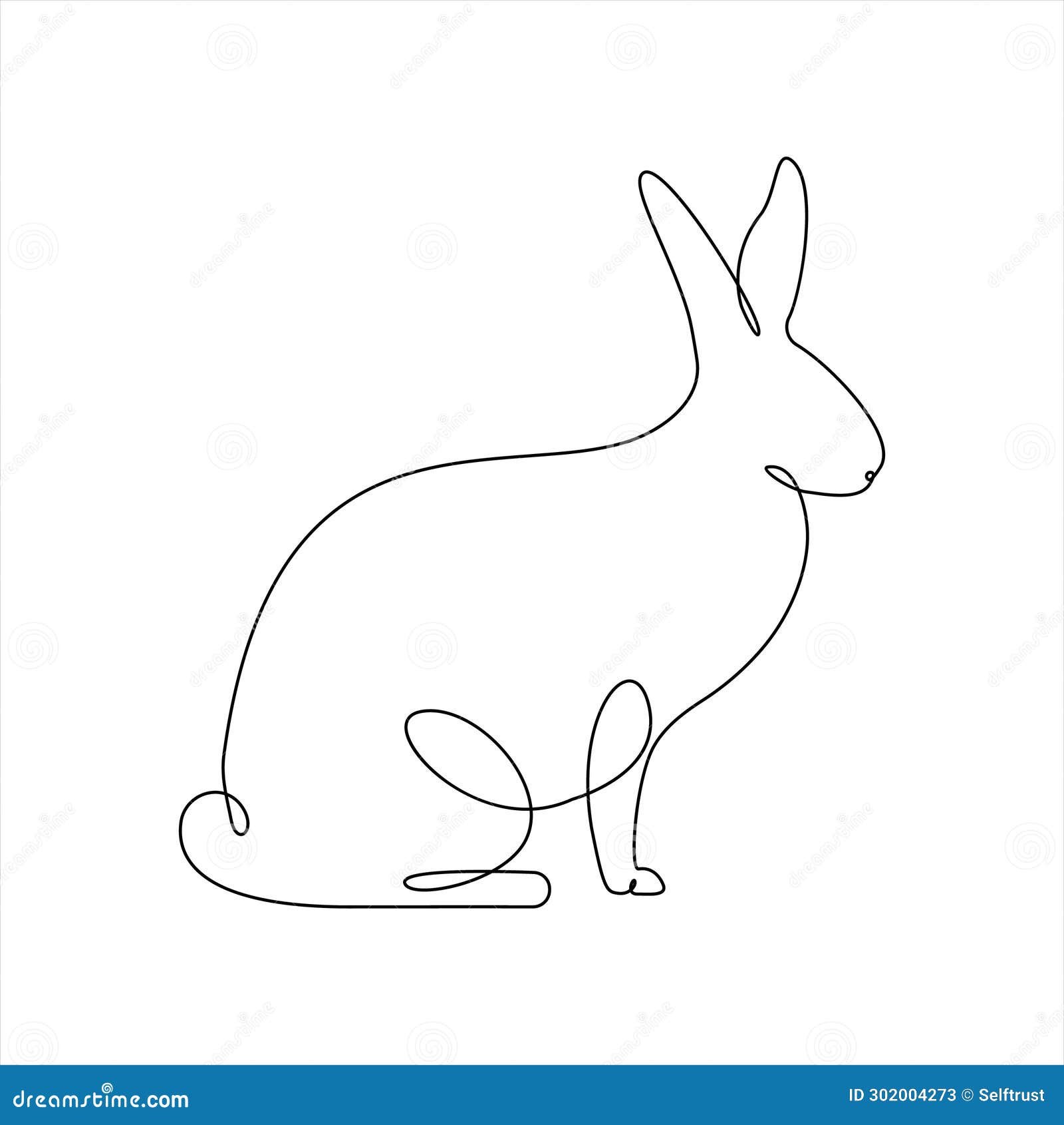 Vector Bunny Continuous Single Line Art Drawing Editable Stroke ...