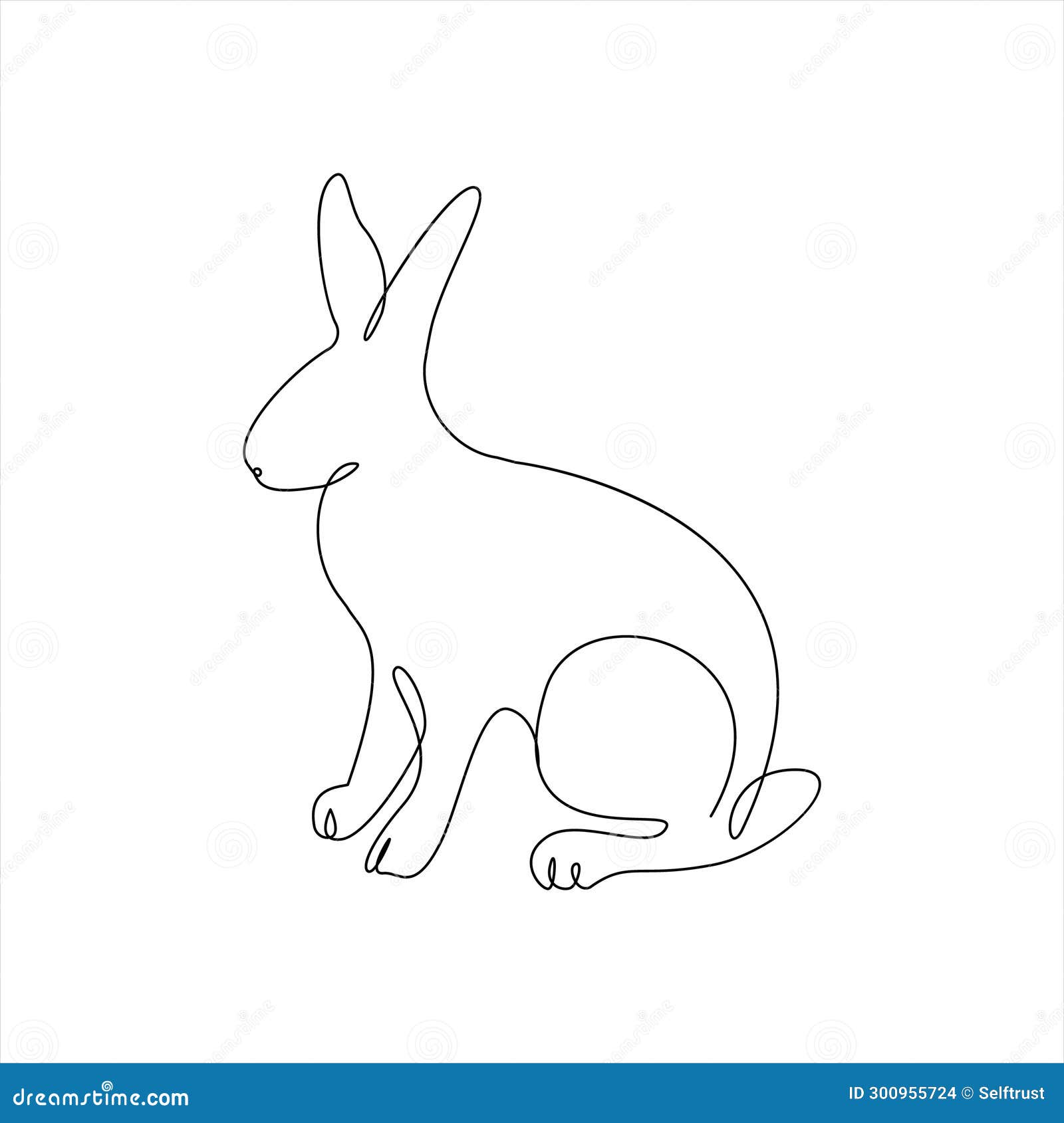Cute Rabbit Continuous Single Line Art Outline Drawing Sketch Vector ...