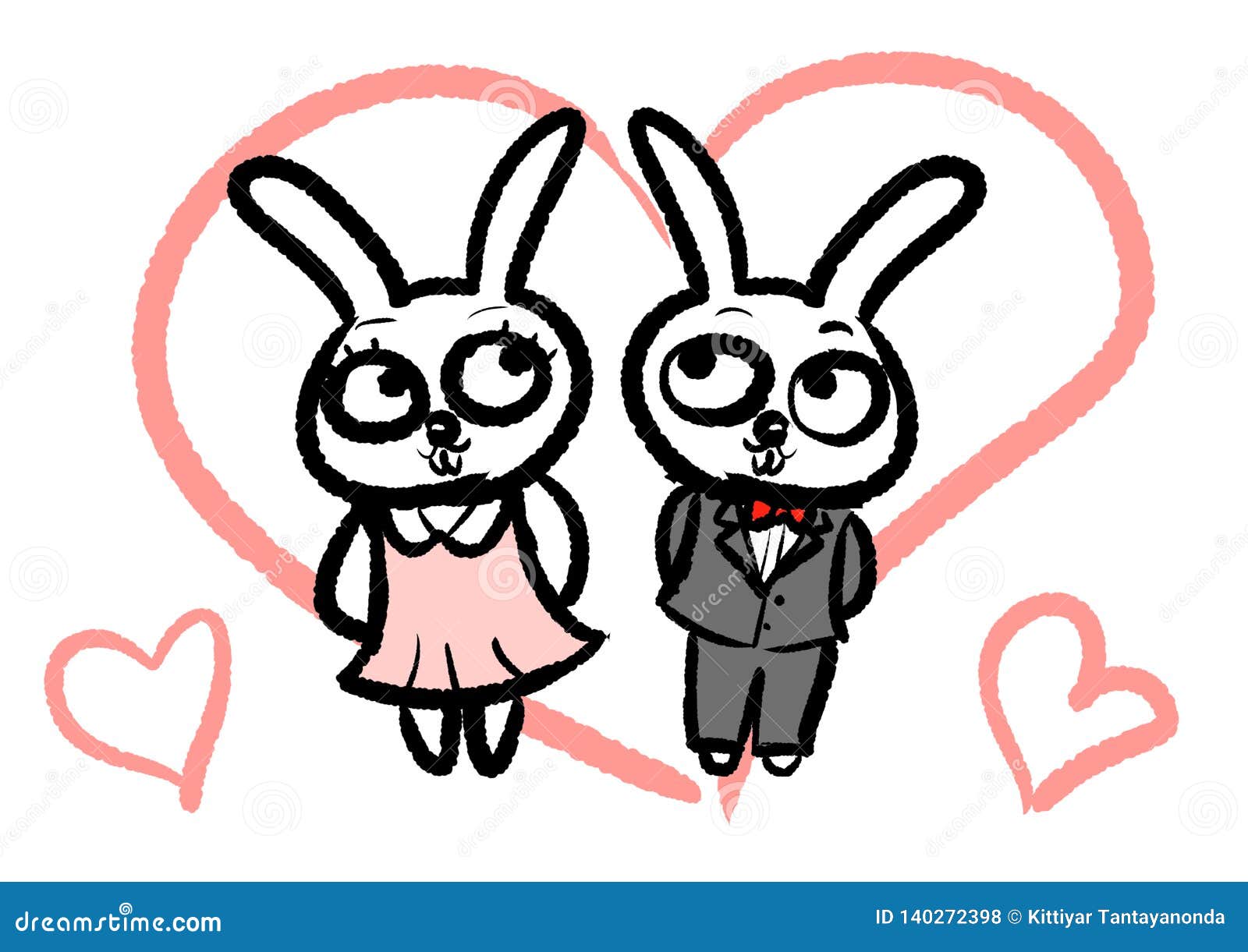 The Rabbit couple stock illustration. Illustration of pretty - 140272398