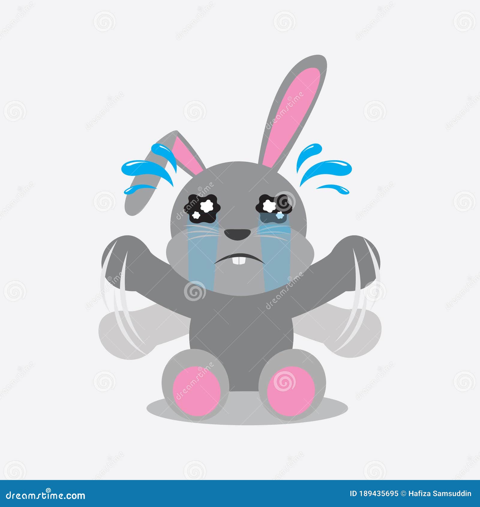Rabbit Crying Expression Cute Facial Emoji Vector | CartoonDealer.com ...