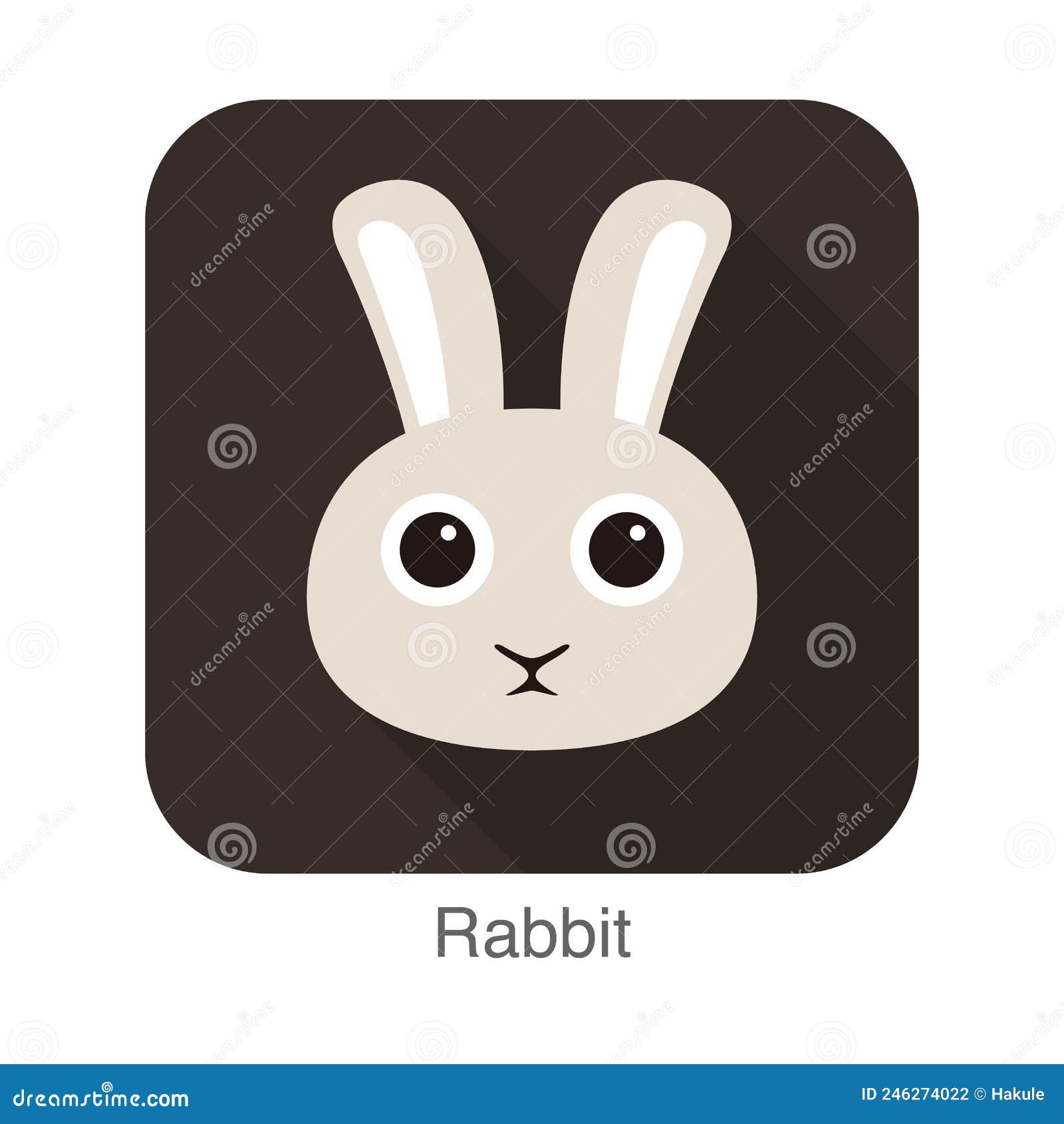 Rabbit, Cute Animal Face Cartoon Flat Icon Design, Vector Illustration ...