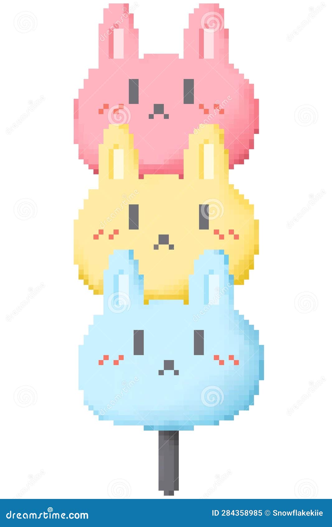 Cute Rabbit Dango Sweet Japanese Dango in Pixel Art Stock Image ...