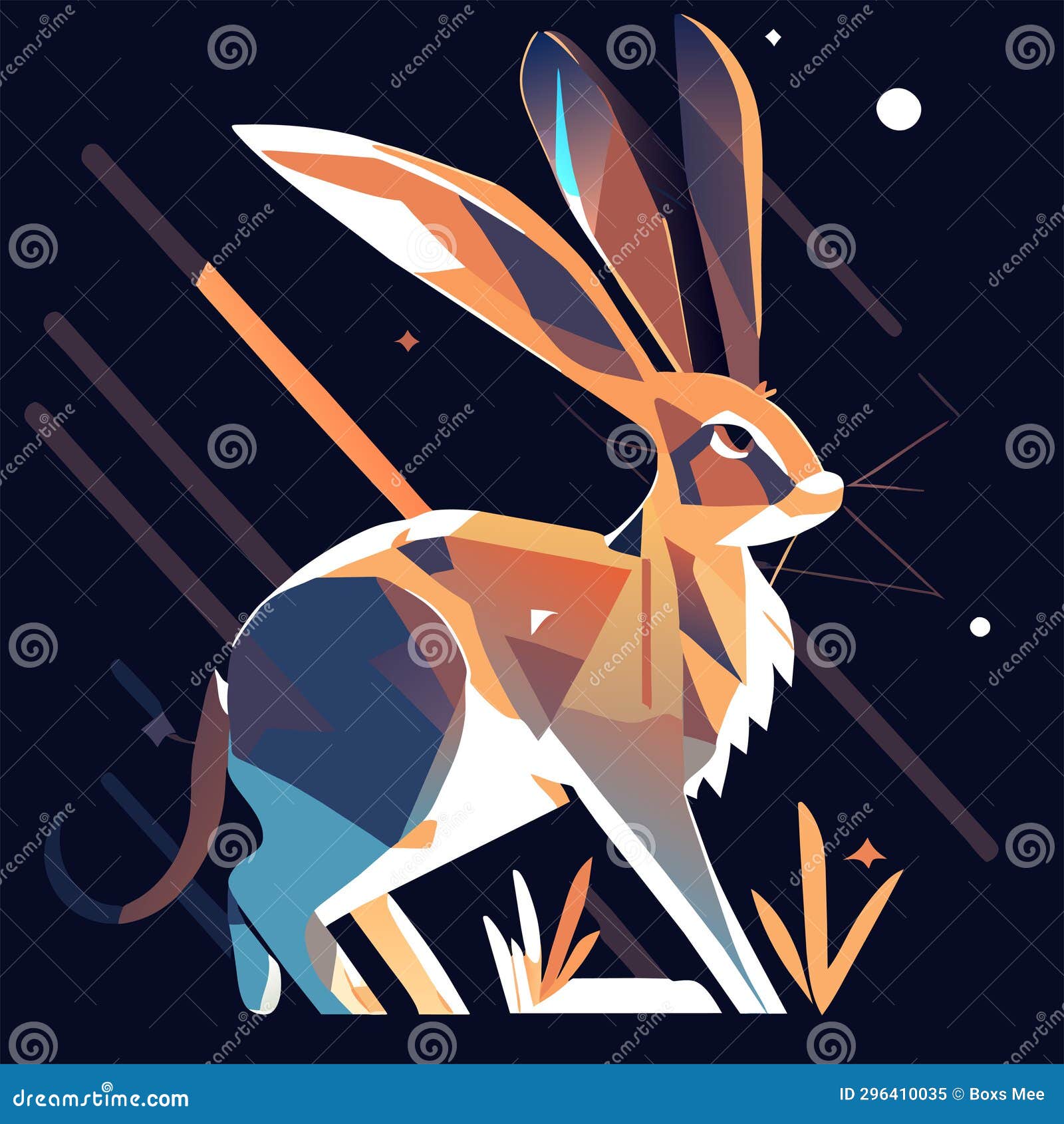 Rabbit on a Dark Background. Vector Illustration in a Flat Style Stock ...
