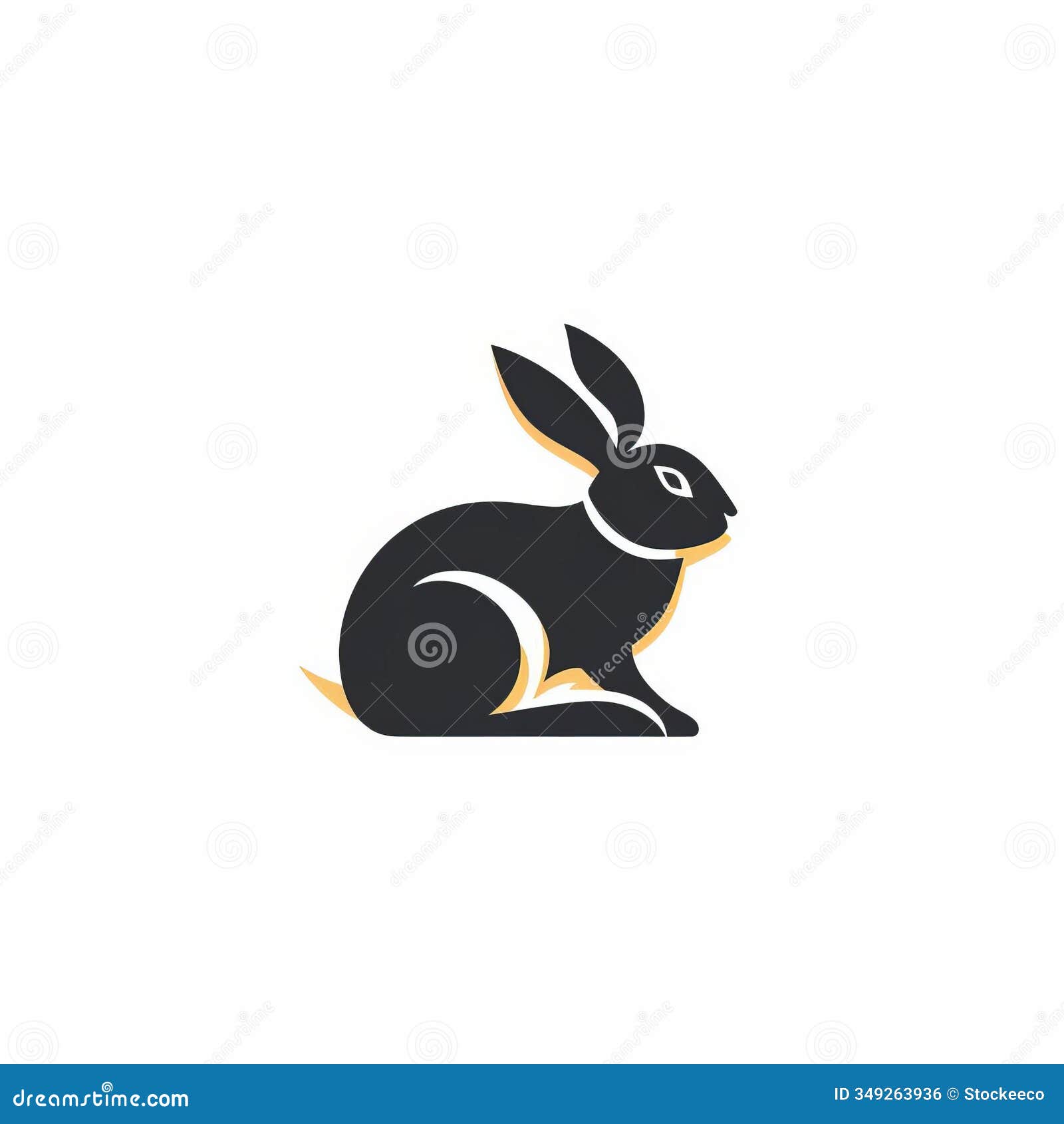Minimalistic 2d Vector Icon Logo of Rabbit Looking Down Stock ...