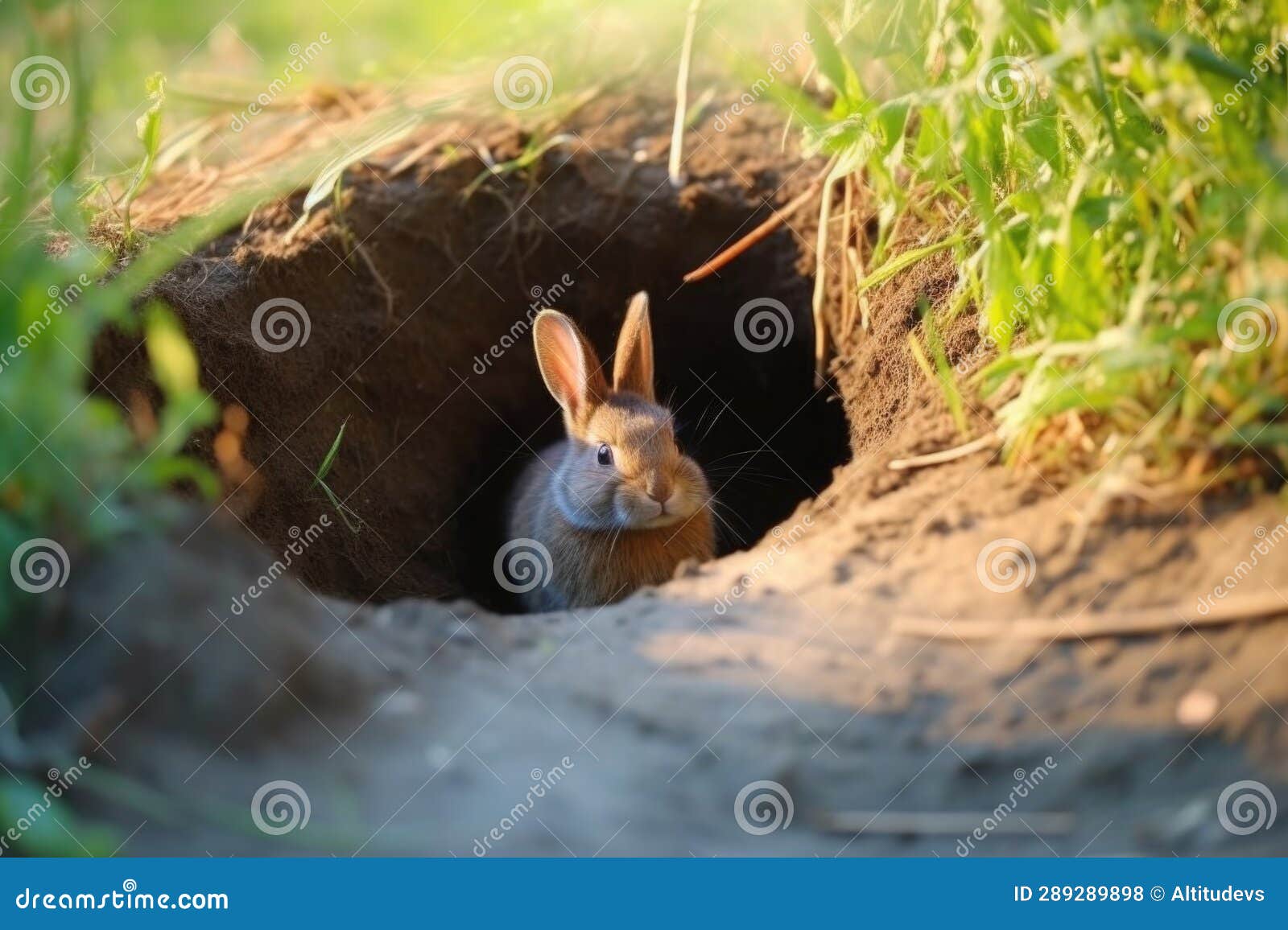 Rabbit Digging Hole Near a Burrow Entrance Stock Photo - Image of ...