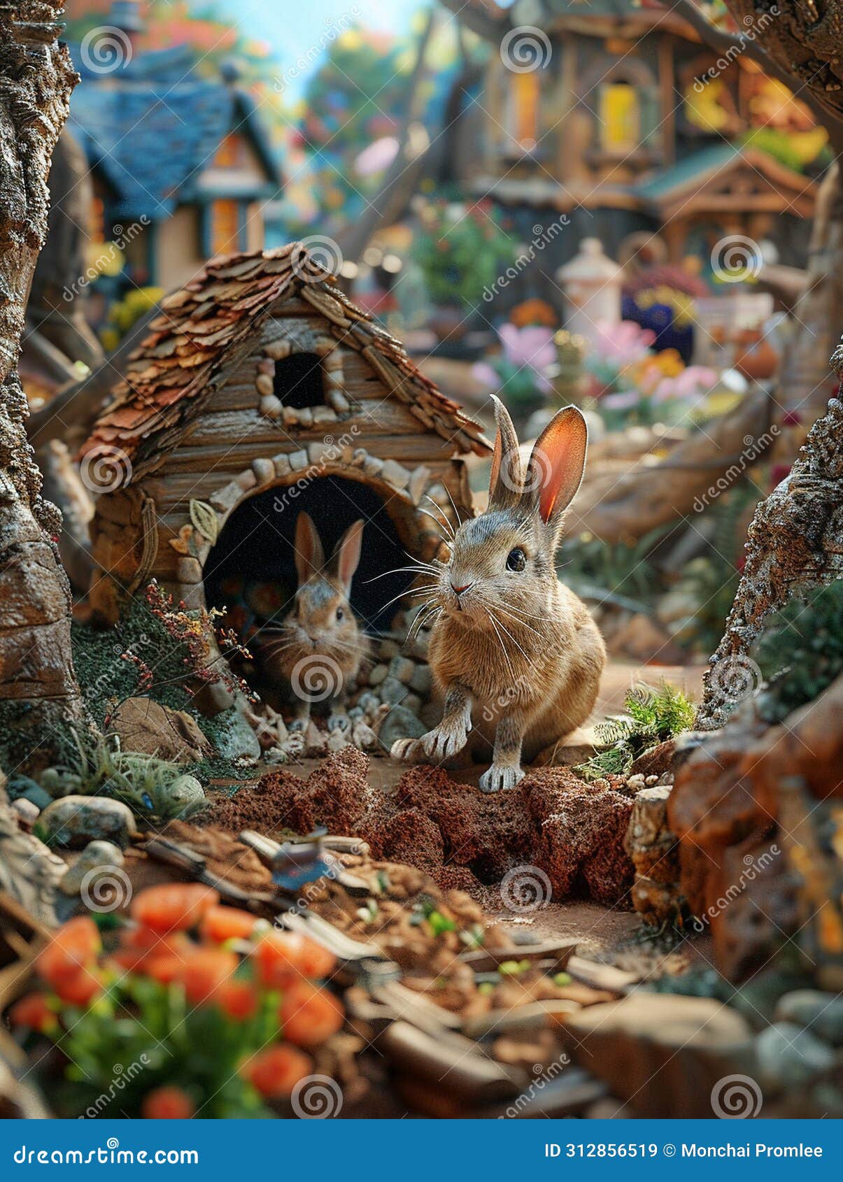 A Rabbit Disappears into a Burrow, a Hidden Haven Beneath the Bustling ...