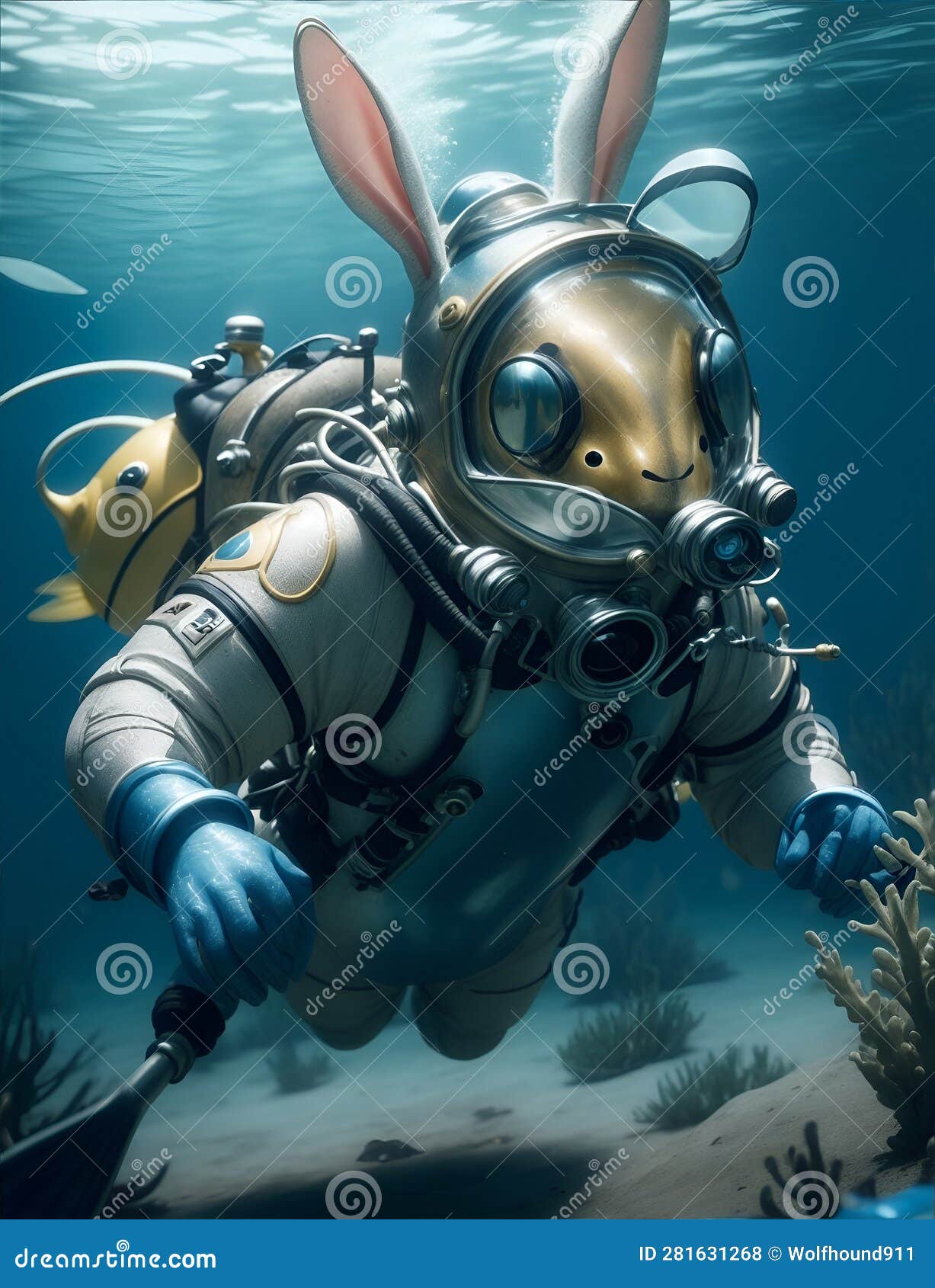 A Rabbit in a Diving Suit. Generative AI Stock Photo - Image of ocean ...