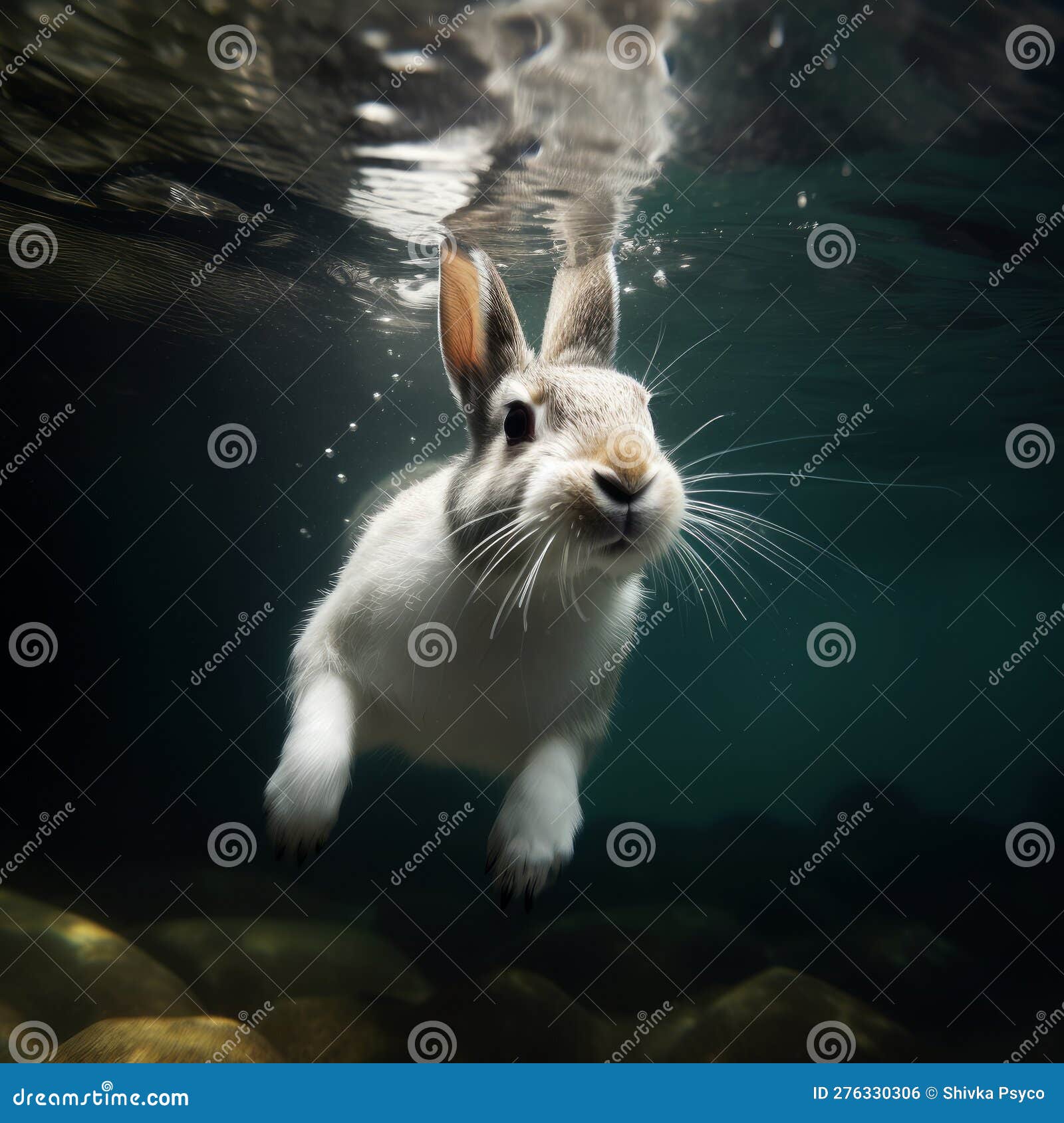 Rabbit Diving Underwater Generative AI Stock Illustration ...