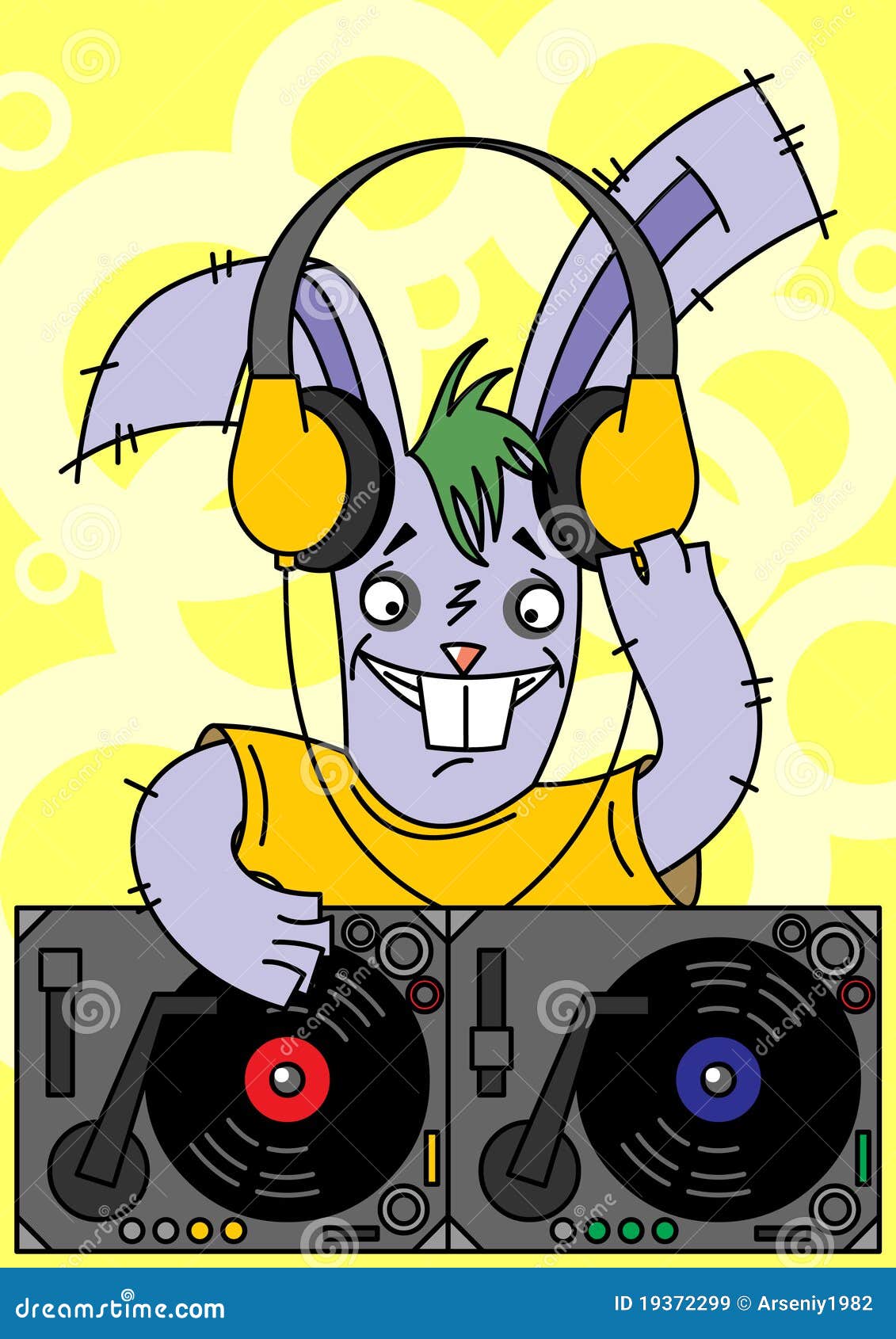 Rabbit DJ stock vector. Illustration of musician, rabbit - 19372299