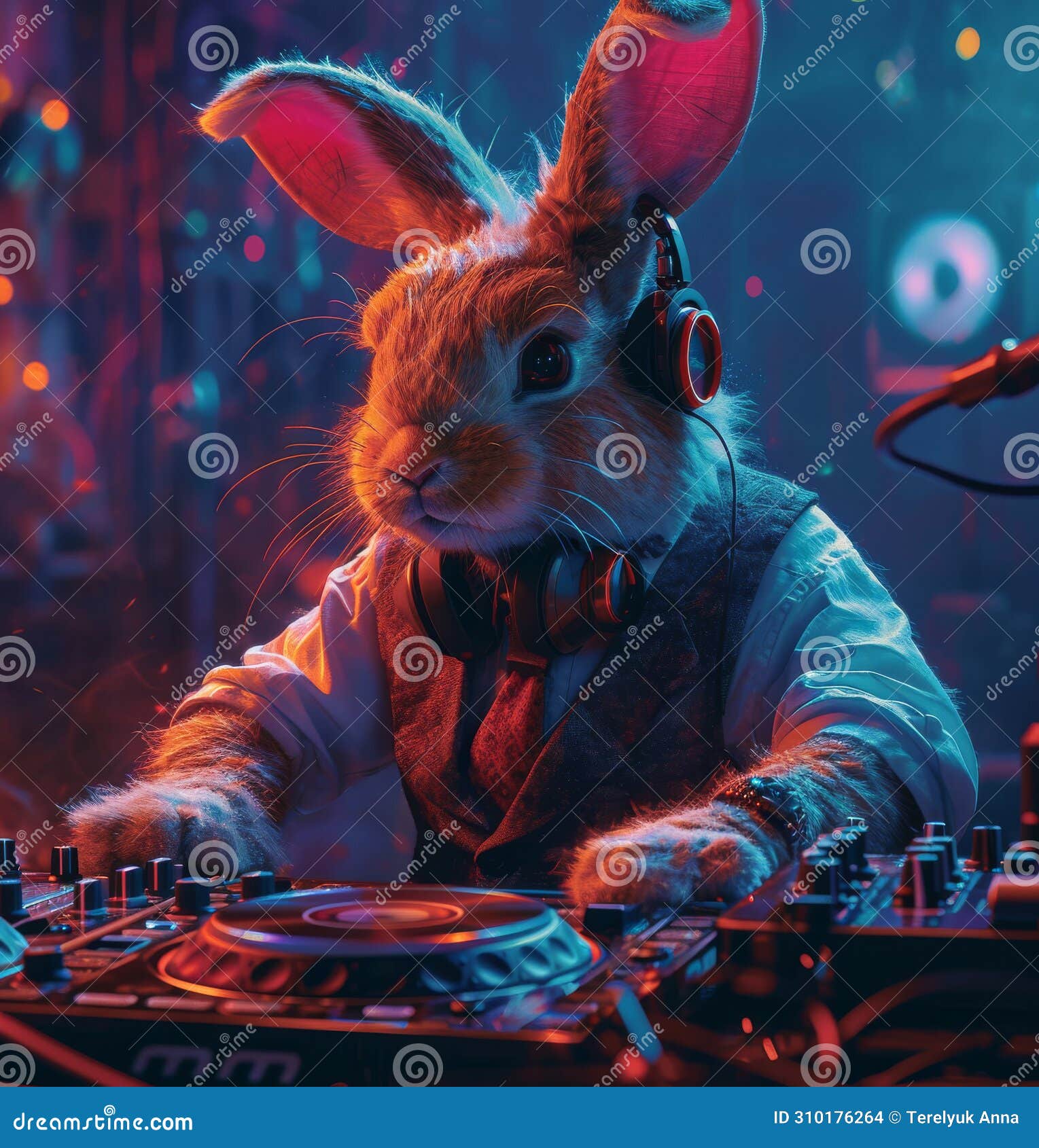 Rabbit DJ Rabbit Dj Rabbit Mix Dj Bunny Dj Concept Rabbit on Dj Table ...