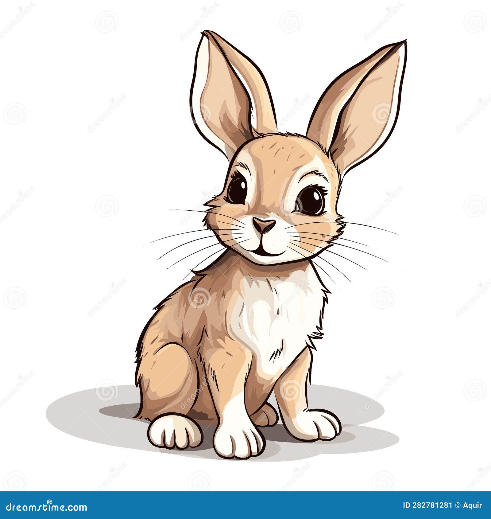 Rabbit Doe Hand-drawn Illustration. Rabbit Doe. Vector Doodle Style ...