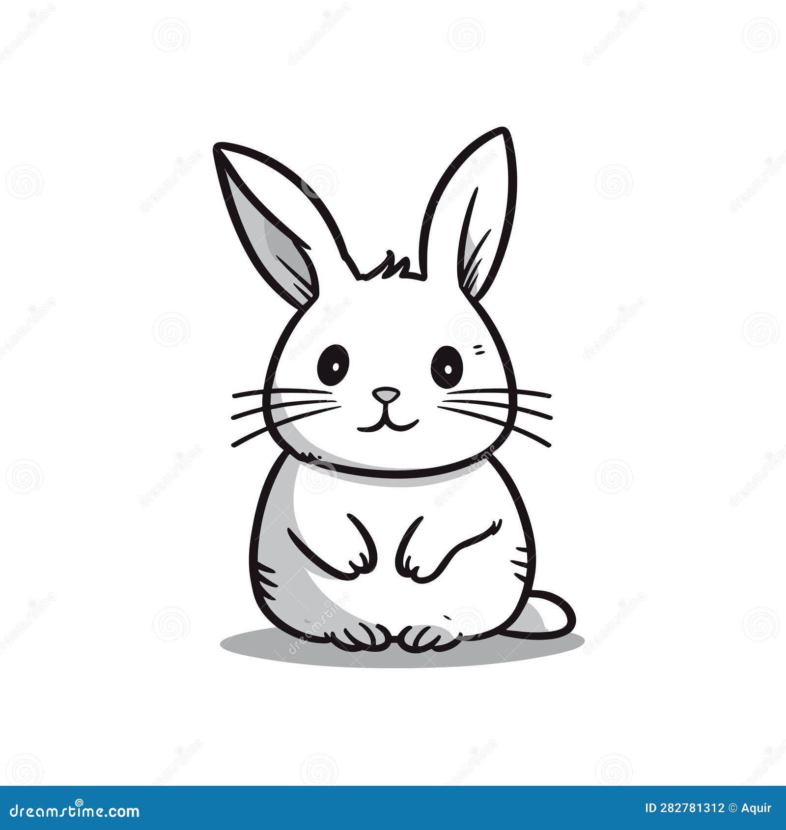 Rabbit Doe Hand-drawn Illustration. Rabbit Doe. Vector Doodle Style ...