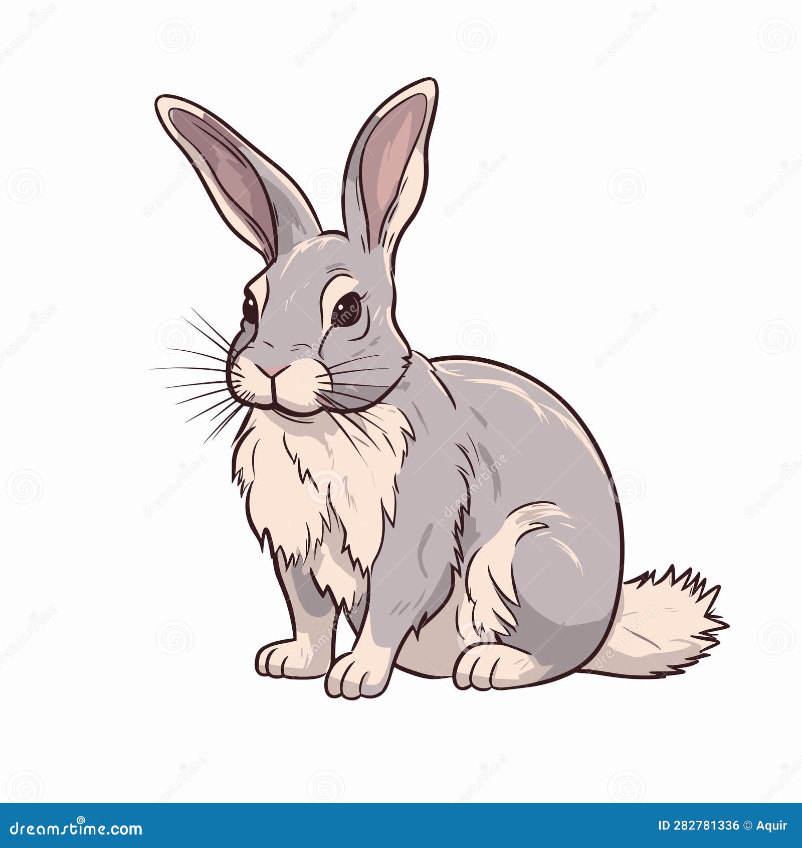 Rabbit Doe Hand-drawn Illustration. Rabbit Doe. Vector Doodle Style ...