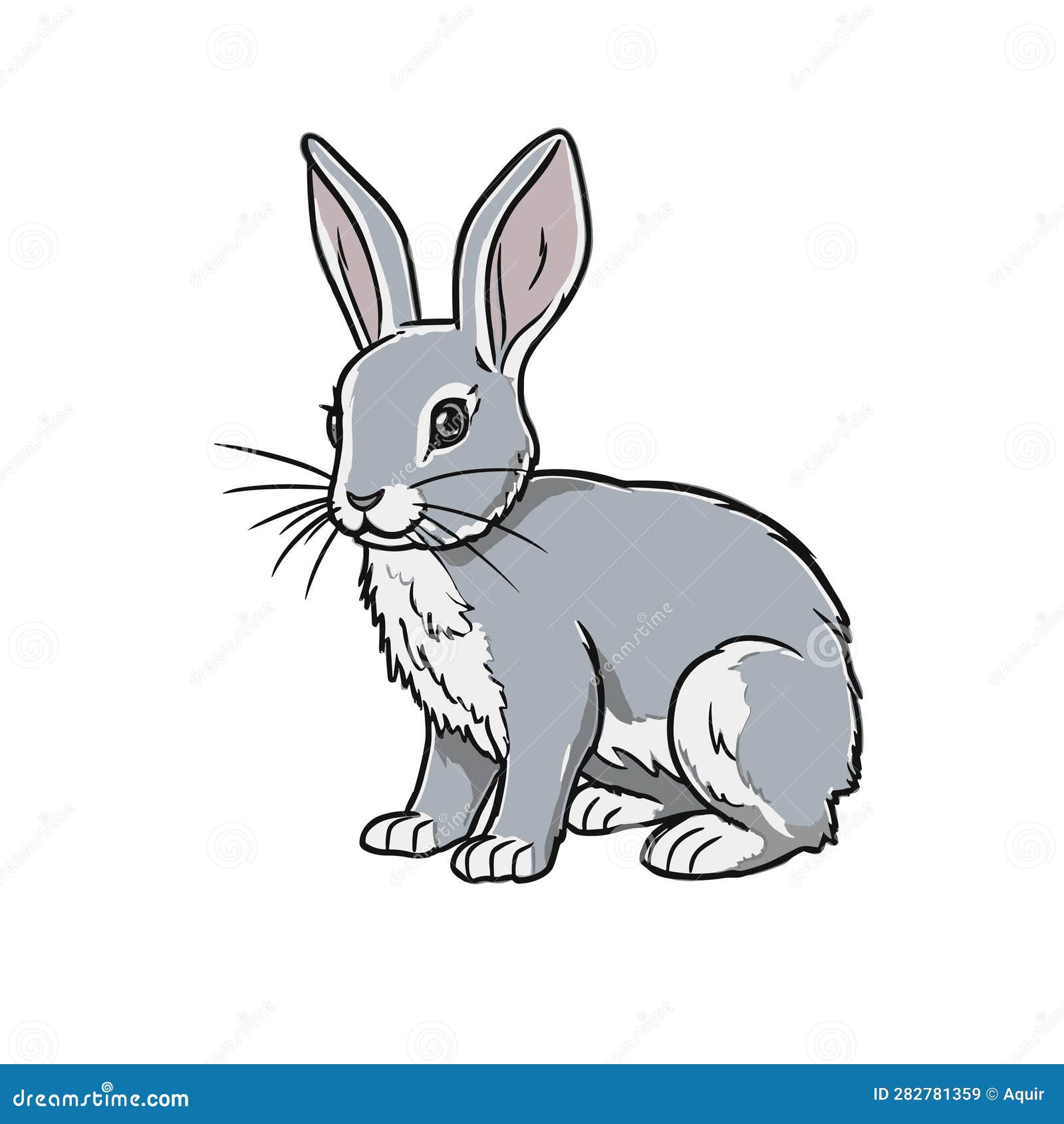 Rabbit Doe Hand-drawn Illustration. Rabbit Doe. Vector Doodle Style ...