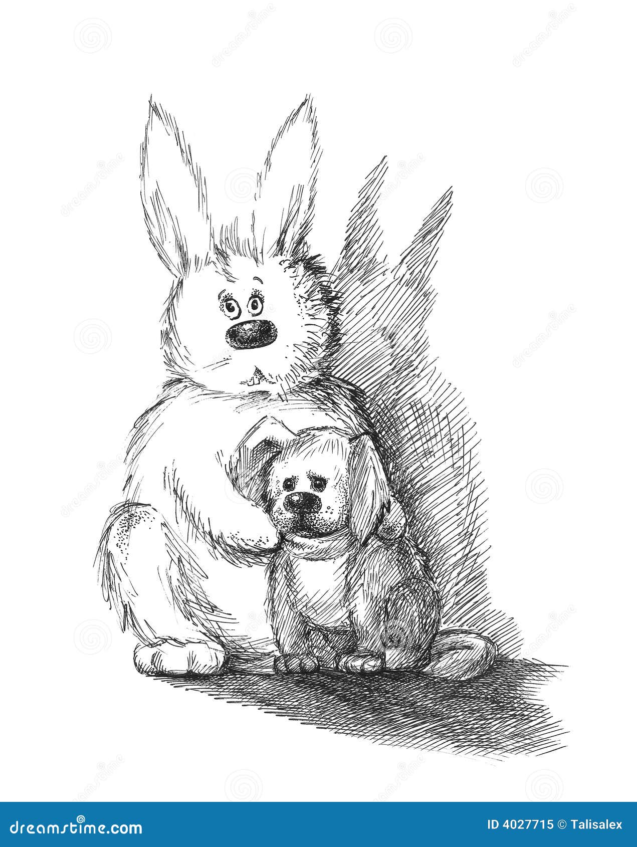 Rabbit and dog stock illustration. Illustration of shadow - 4027715
