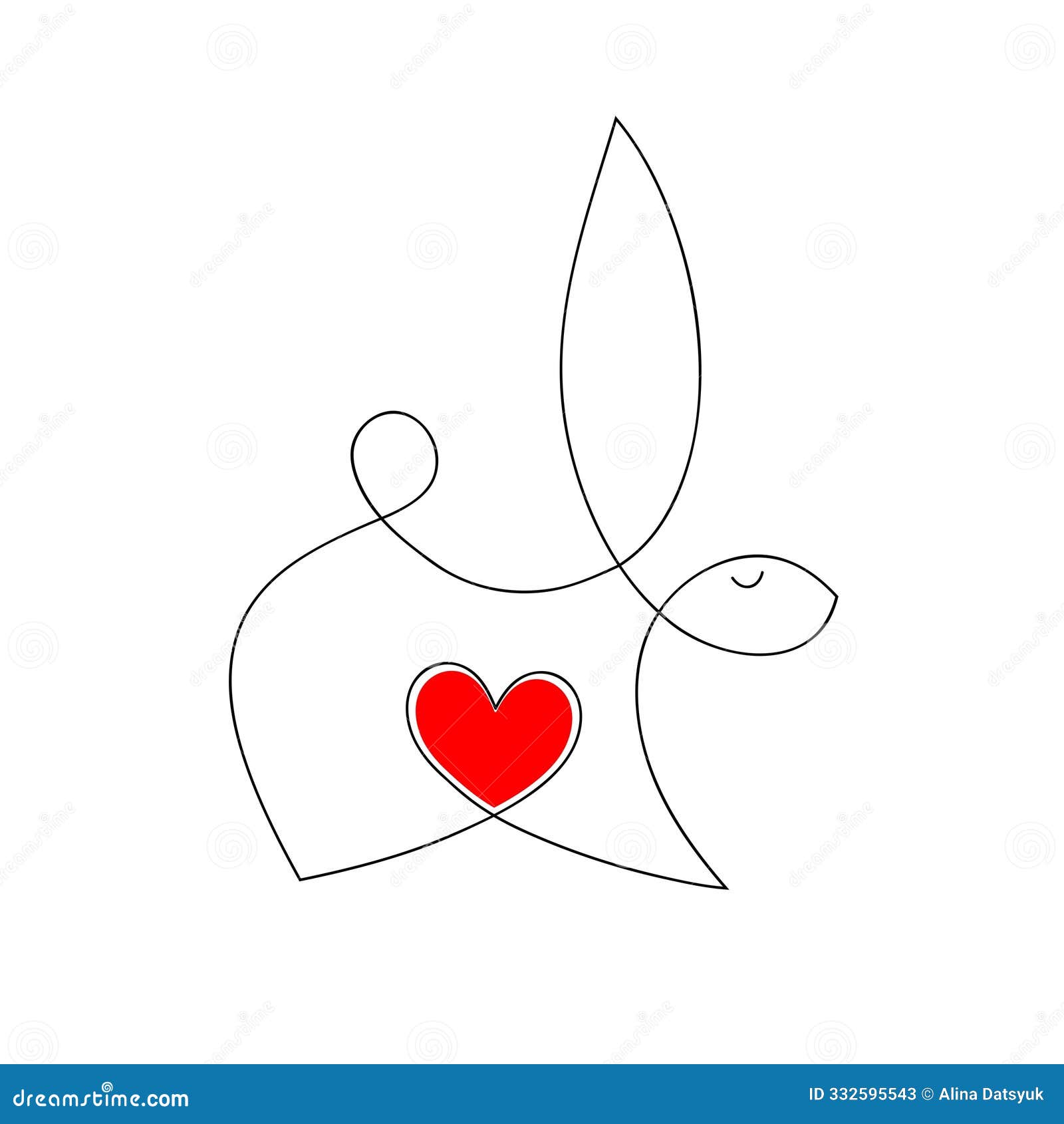 Rabbit Drawn with a Single Line. Easter Bunny with a Heart. Stock ...