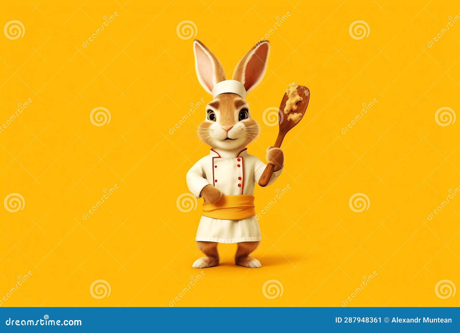 Rabbit Dressed As a Chef Over Orange Background. Stock Illustration ...