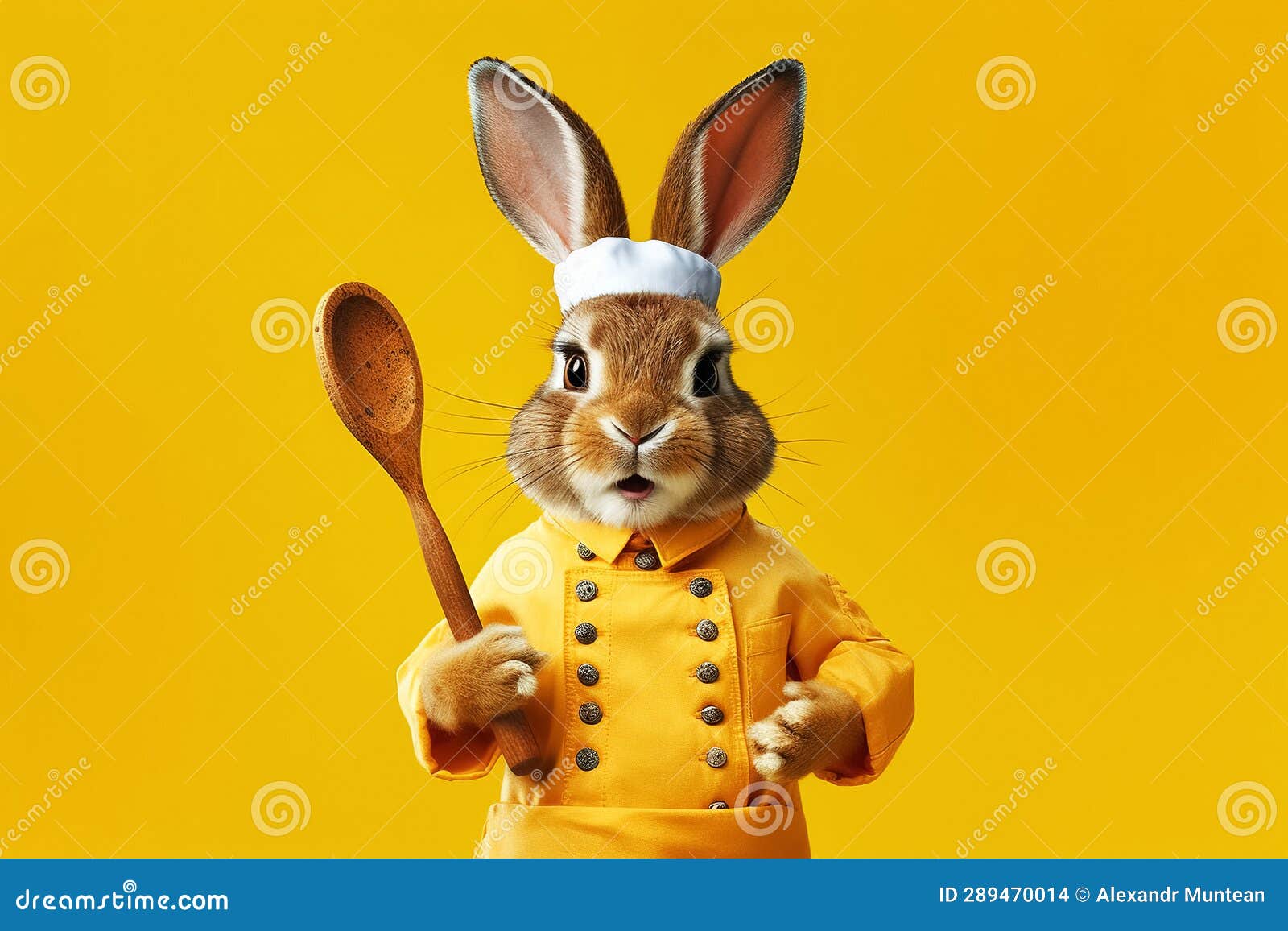 Rabbit Dressed As a Chef Over Orange Background. Stock Illustration ...