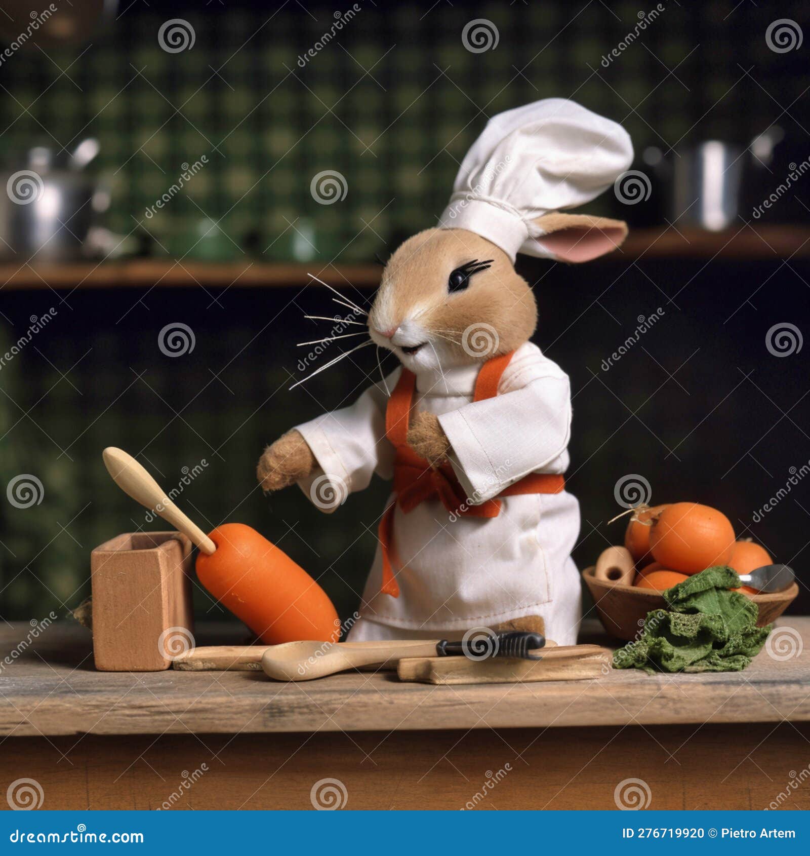 Rabbit Dressed As a Chef Preparing a Carrot, Generative AI Stock ...