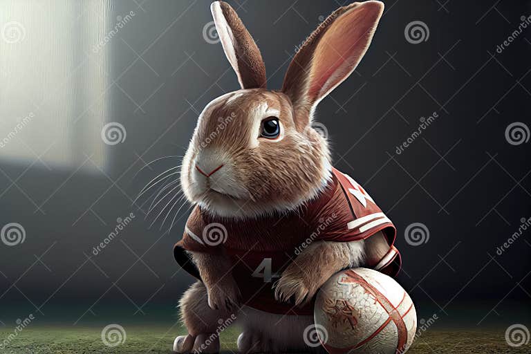 Rabbit Dressed in a Football Uniform Stock Illustration - Illustration ...