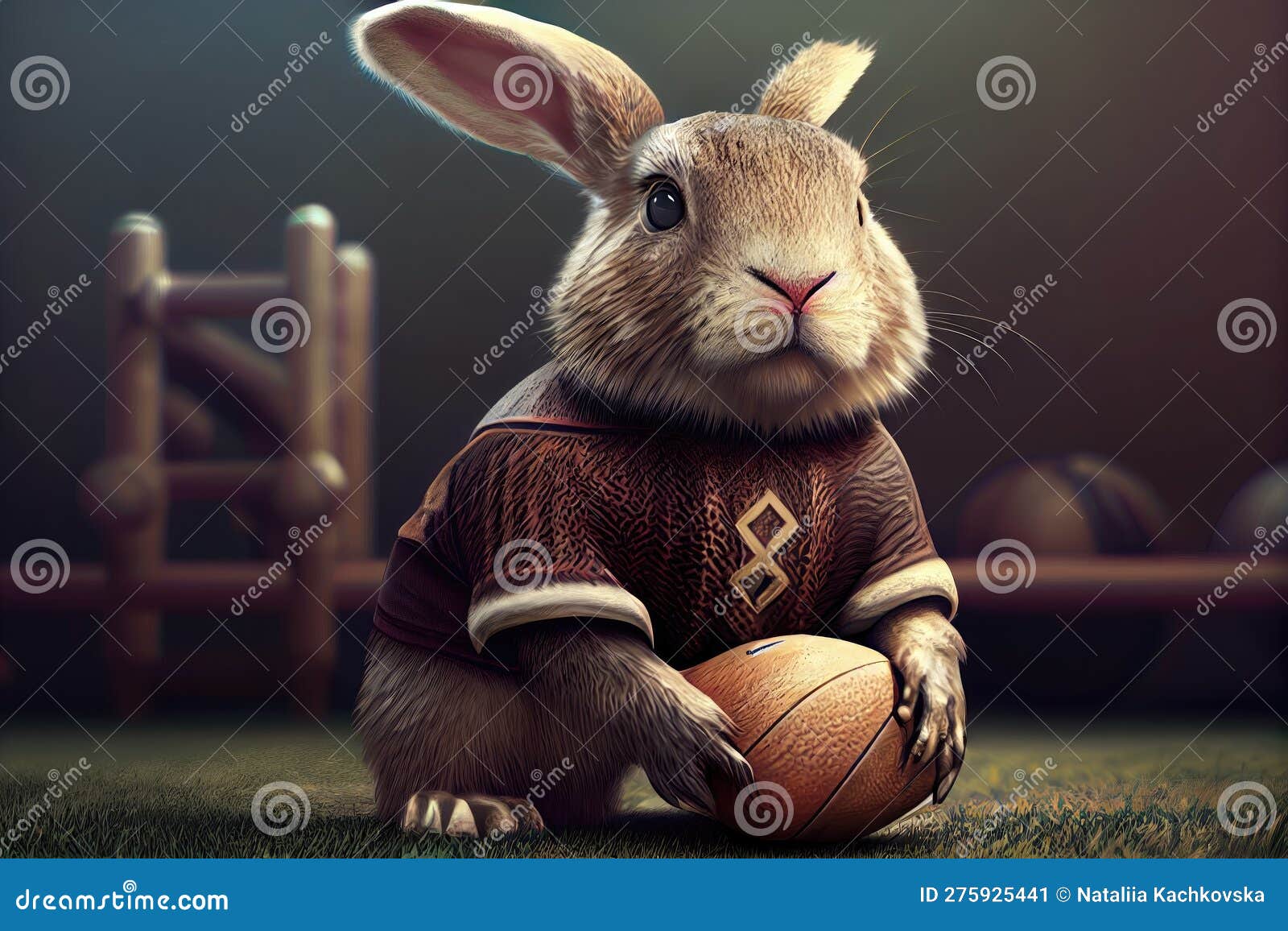 Rabbit Dressed in a Football Uniform Stock Illustration - Illustration ...