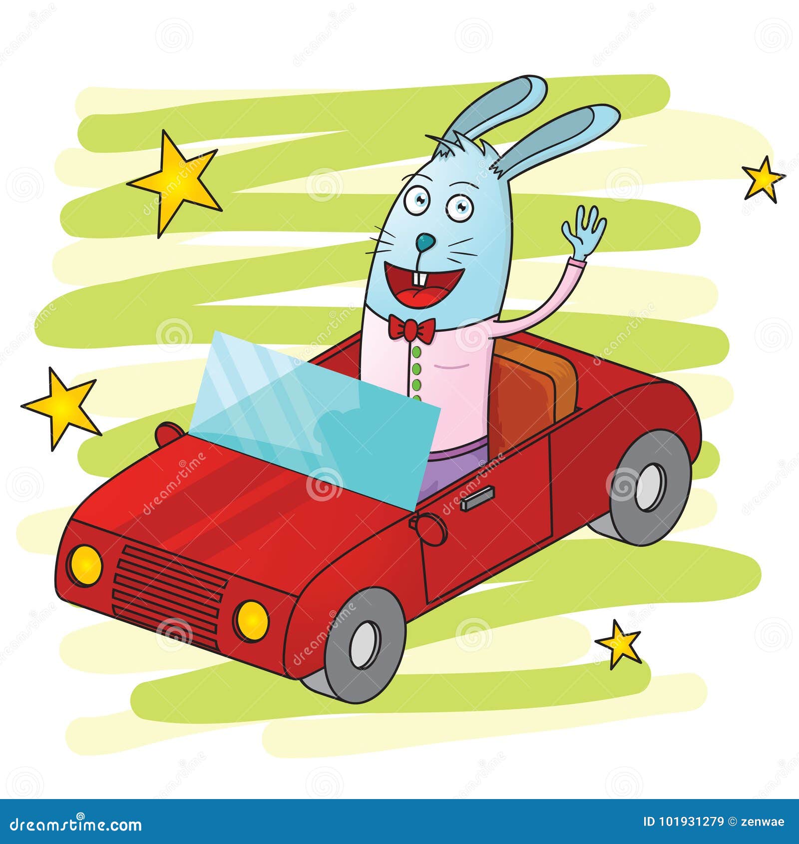 Rabbit driving a car stock vector. Illustration of transportation ...