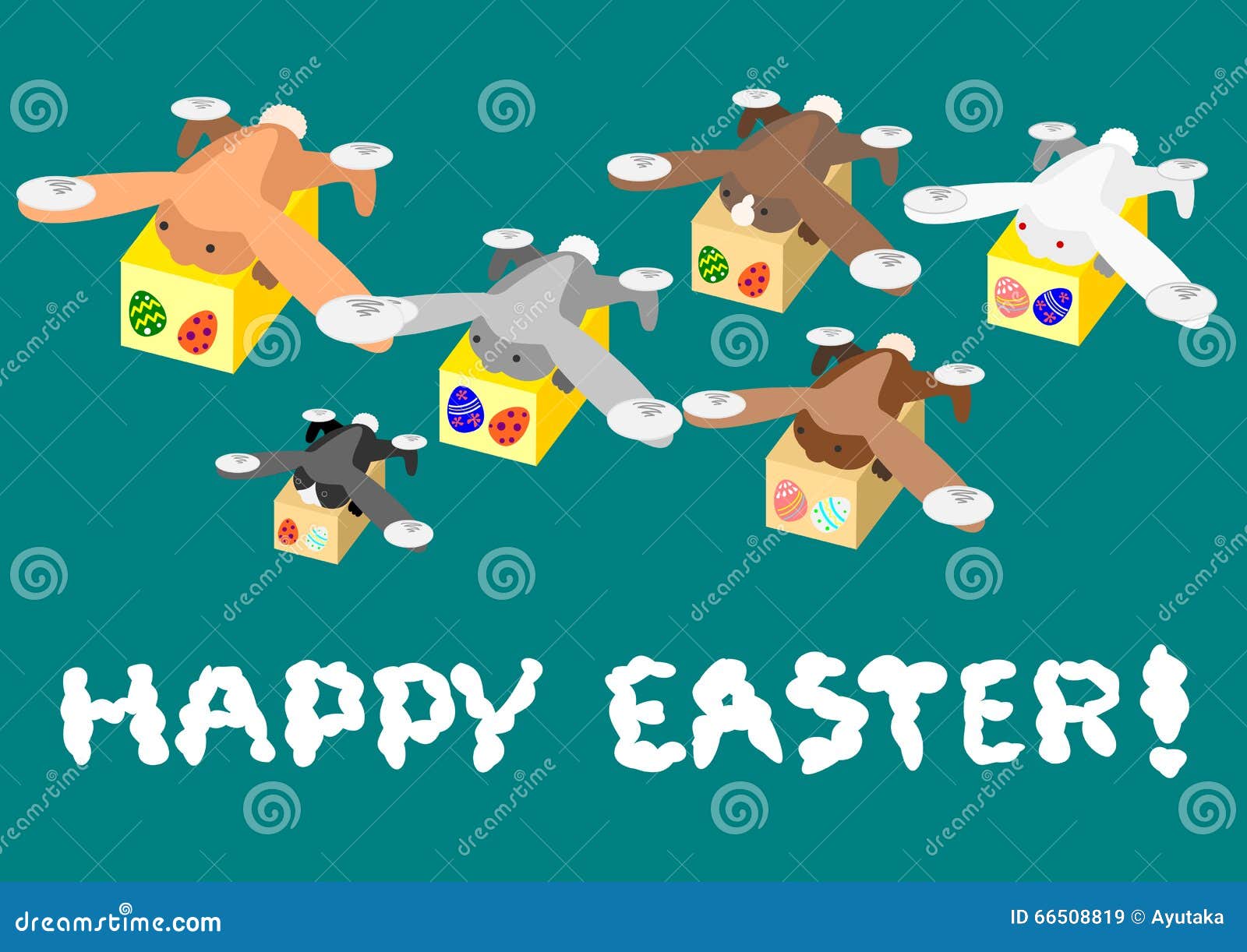 Rabbit Drone Carrying the Easter Egg Stock Vector - Illustration of ...